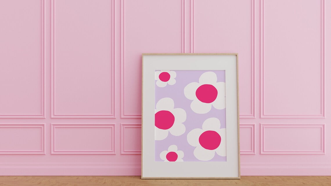 Purple Pink Danish Pastel Flower Wall Art Floral Poster Instant ...