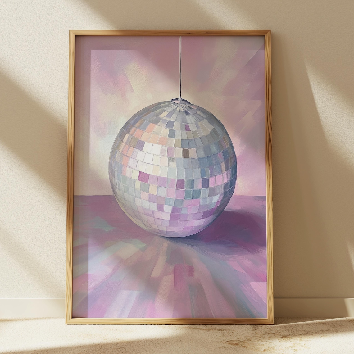 Purple & Pink Disco Ball , Retro Wall Art, Funky Decor For Parties, For ...