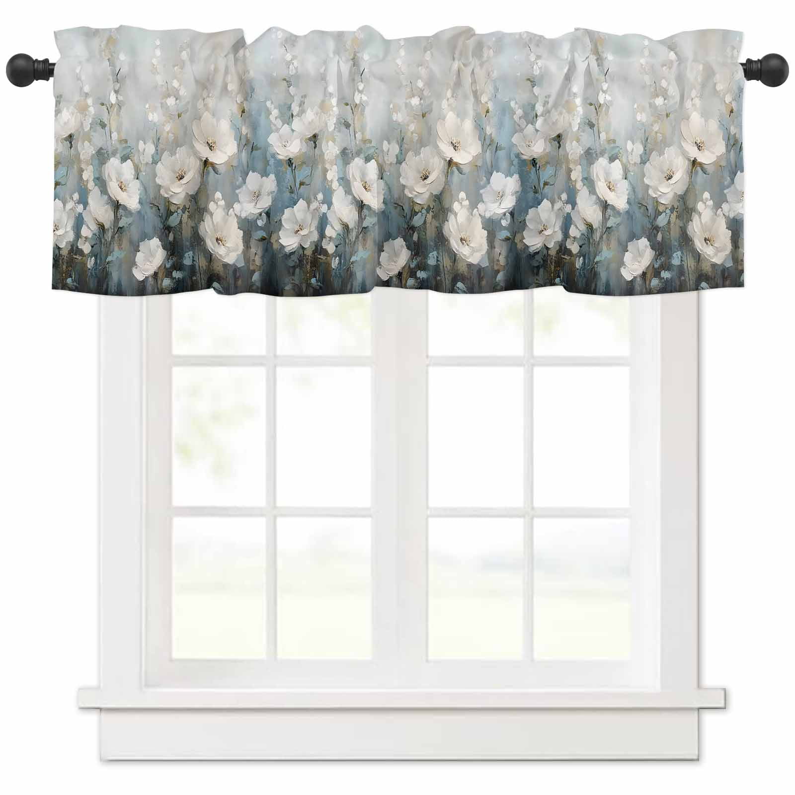 Purple Pink Flowers Valances for Windows Farmhouse Kitchen Curtains ...