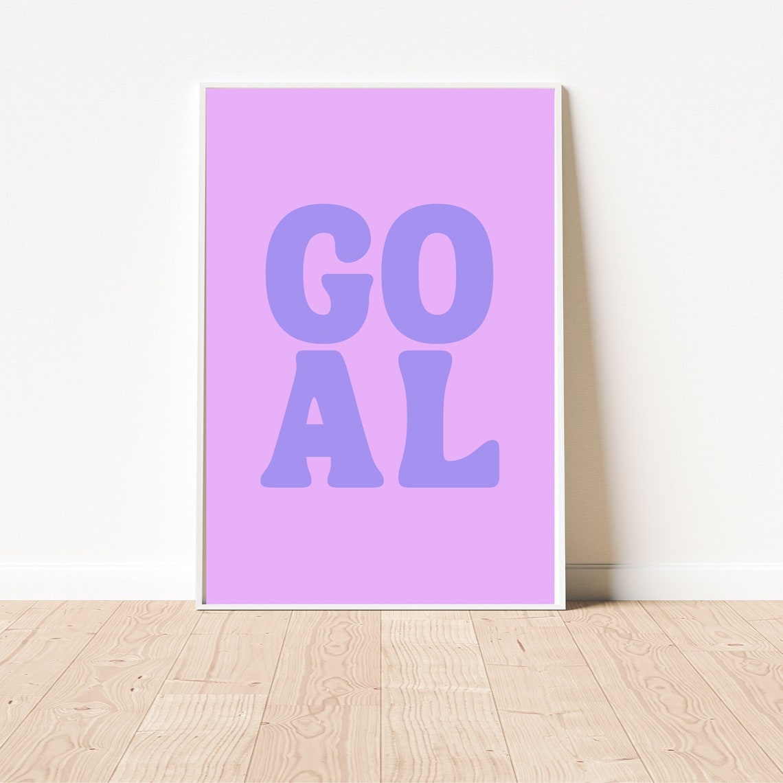 Purple Pink Goal Print, Soccer, Minimalist, Neon, Girls Room Wall Décor ...