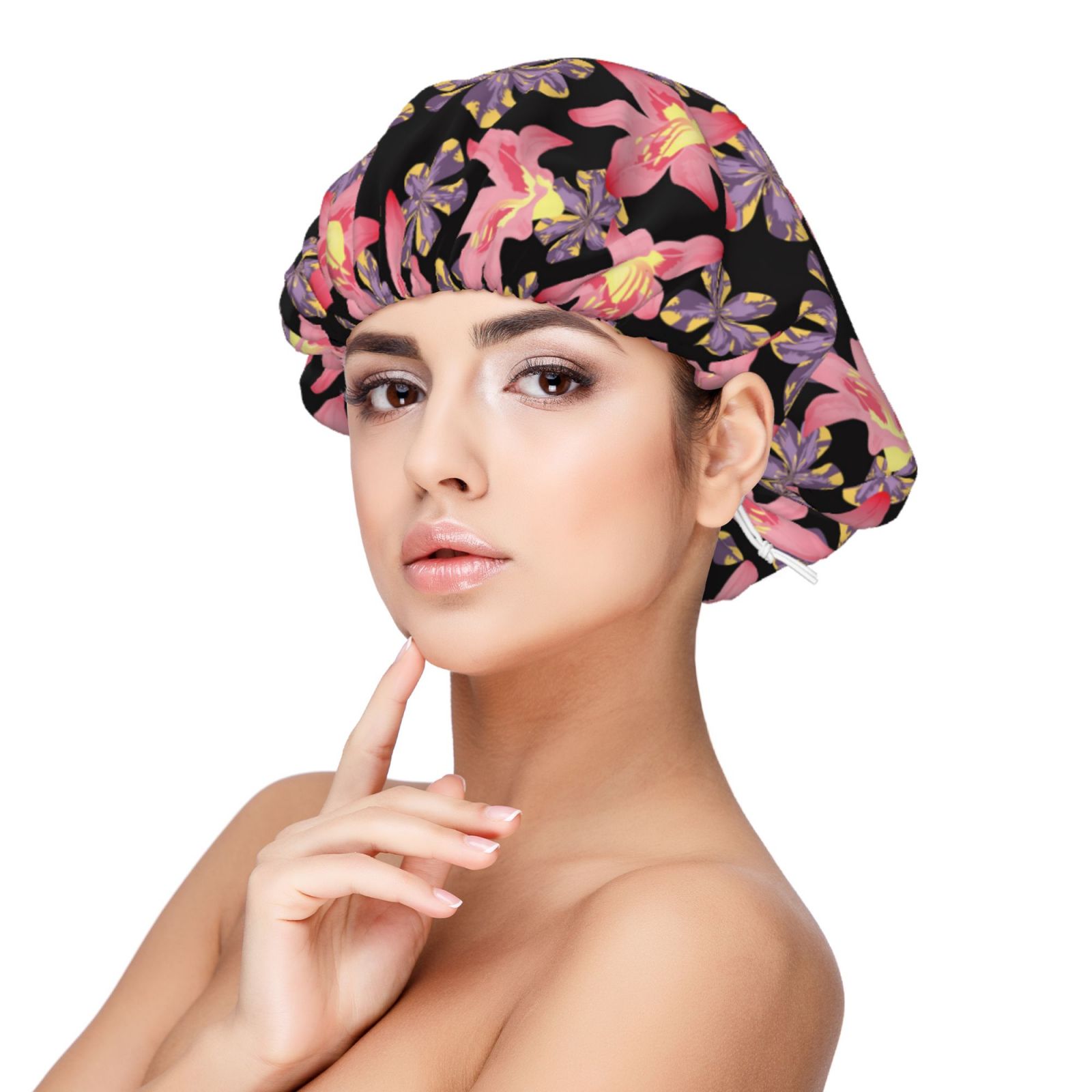 Purple Pink Lilies Flowers Silk Bonnet for Sleeping Women Men ...