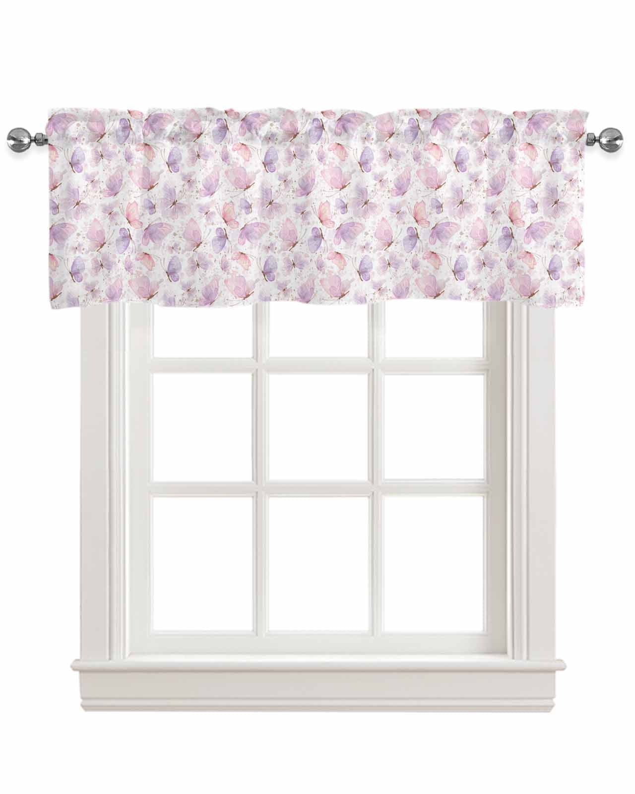 Purple Pink Linen Curtain Valance for Bedroom/Bathroom/Kitchen/Office ...