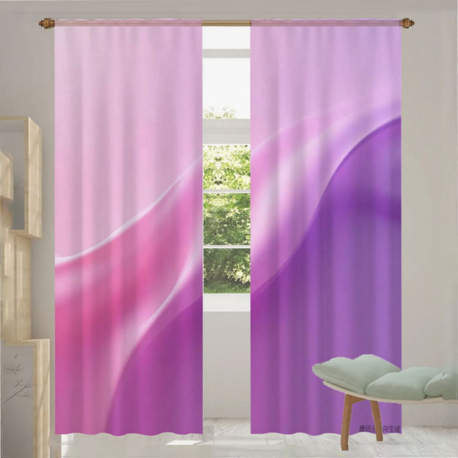 Purple Pink Modern Art Window Tulle Curtains for Living Room Kitchen ...
