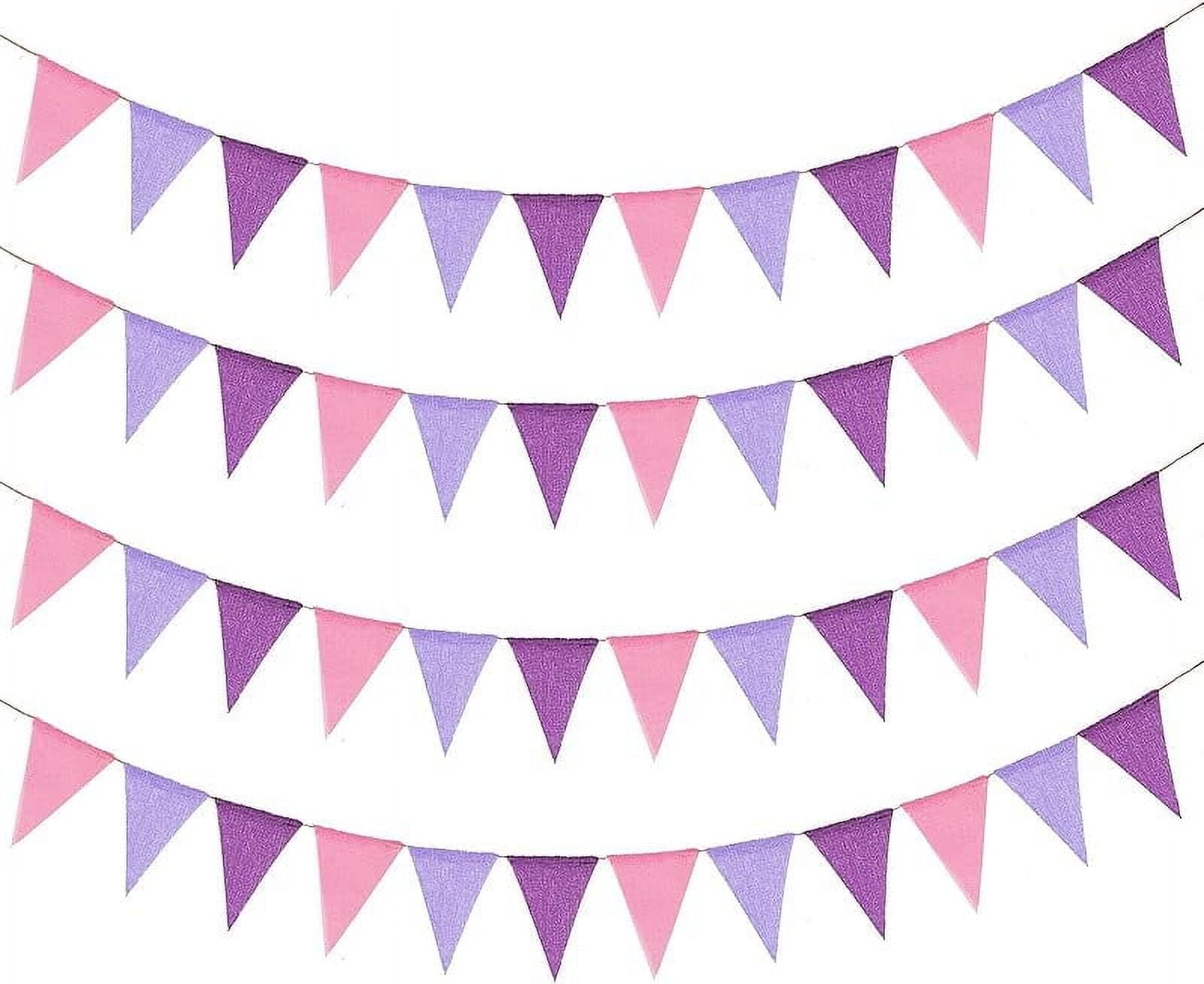 Purple Pink Pennant Banner Flags - Prestrung Fabric Pink and Purple ...