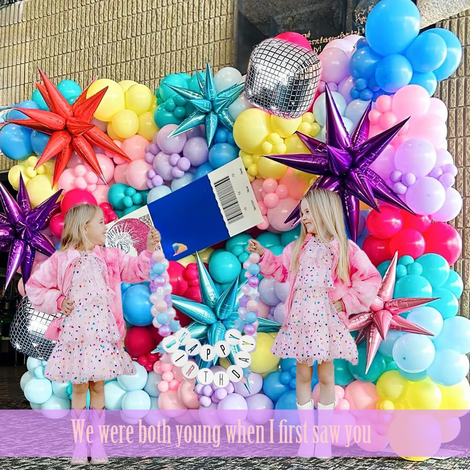Purple Pink Teal Blue Music Balloon Garland Arch Kit 145Pcs With Disco ...
