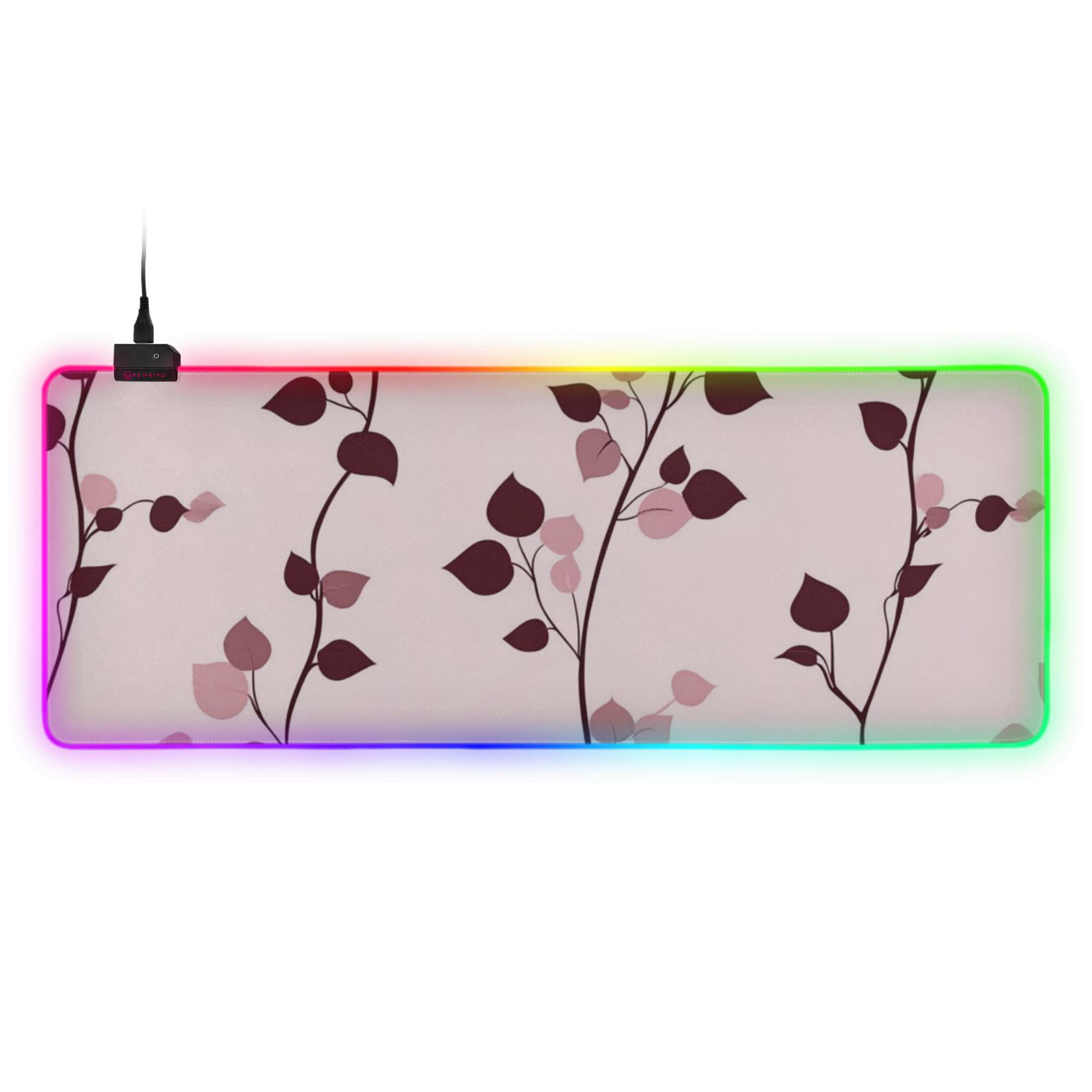 Purple Pink Vines RGB Gaming Mouse Pad Large Keyboard Mat Rubber Base ...