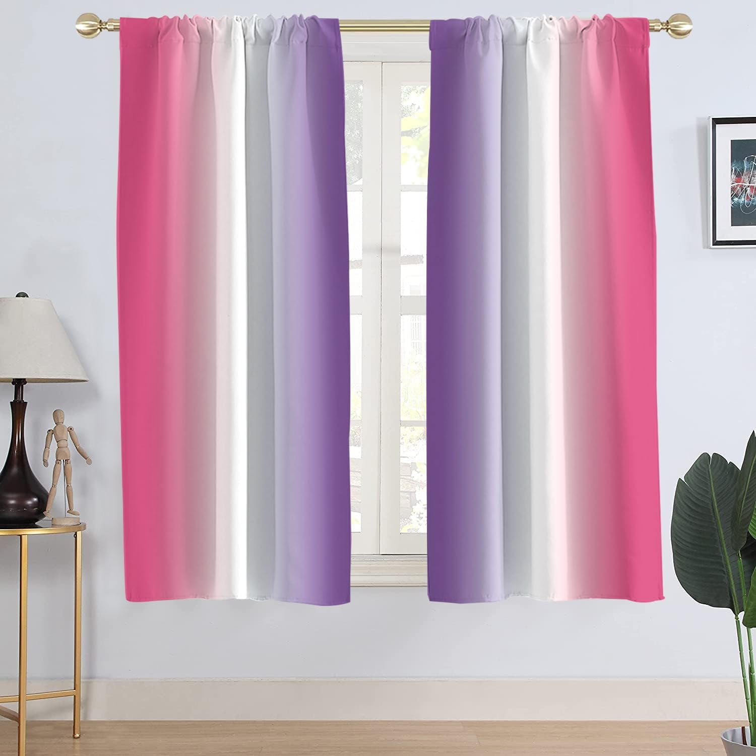 Purple Pink and White Window Curtain Abstract Ombre Cute Modern ...