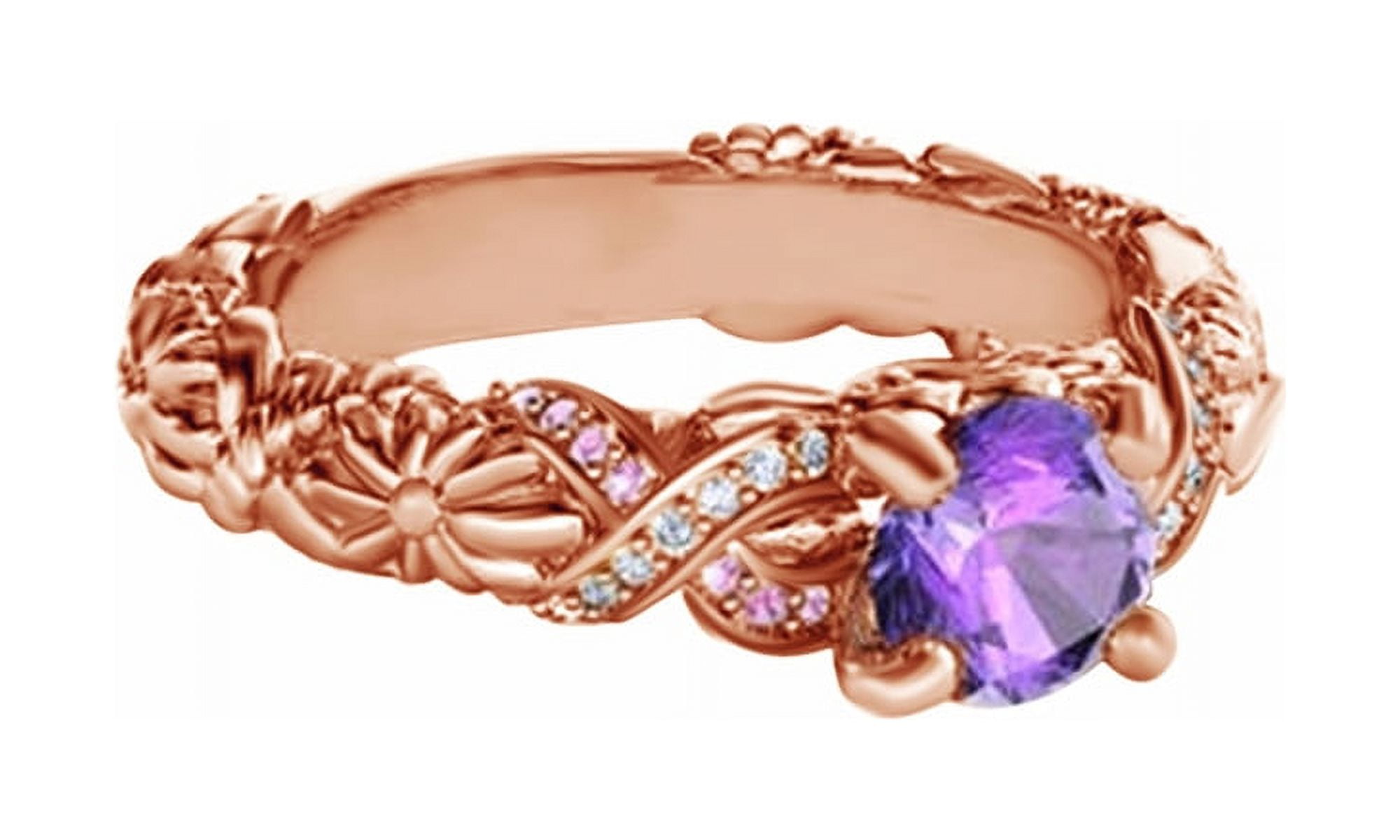 AFFY Purple,Pink and White Cubic Zirconia Disney Rapunzel Princess Ring ...