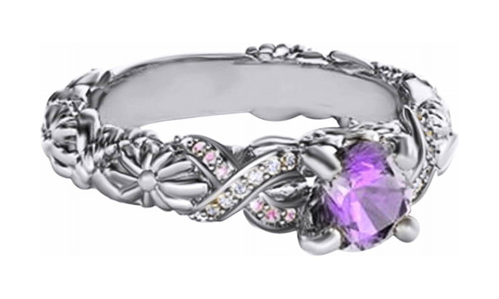 AFFY Purple,Pink and White Cubic Zirconia Disney Rapunzel Princess Ring ...