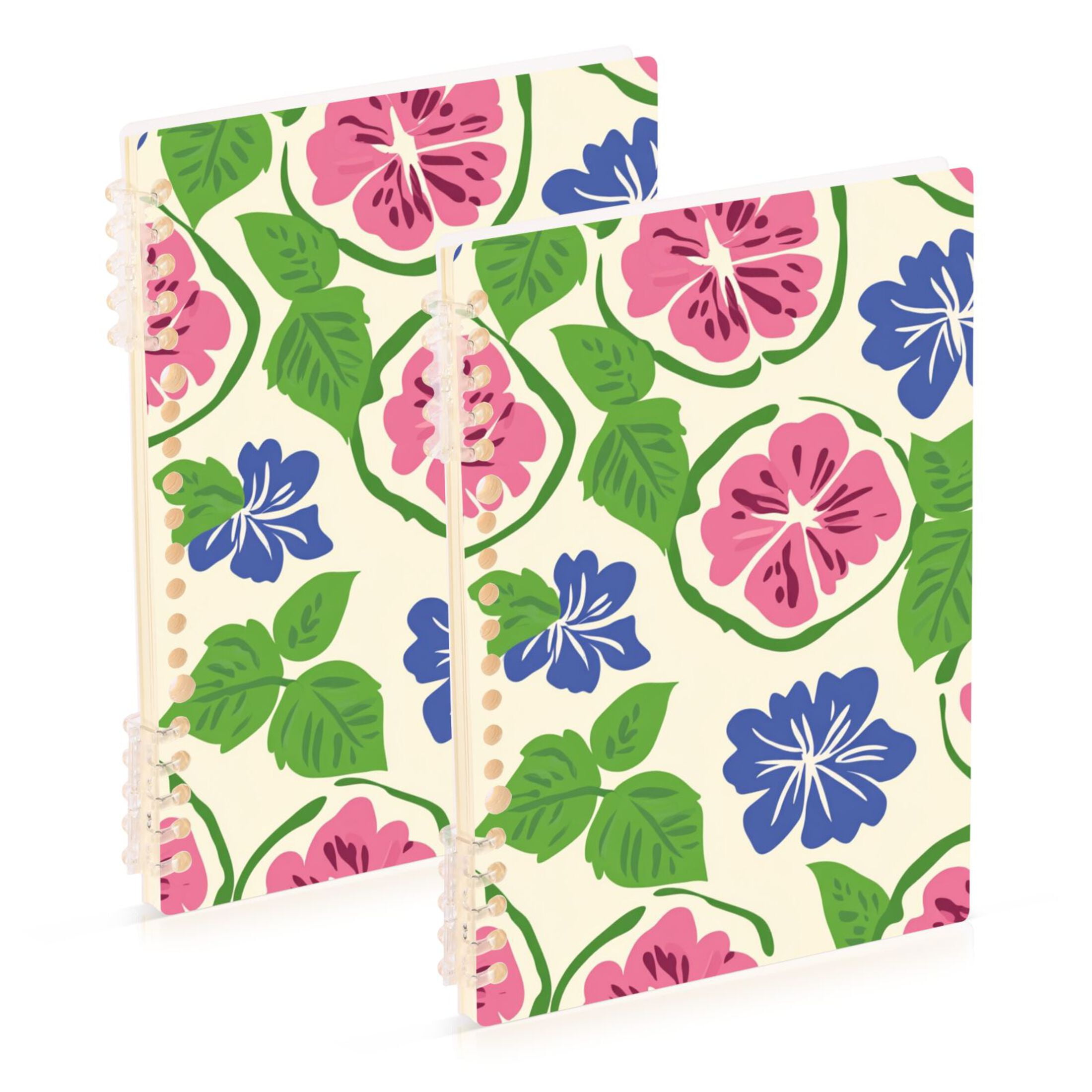 Purple Pinkish Flowers Leaves Tropical Notebook Detachable Coil ...