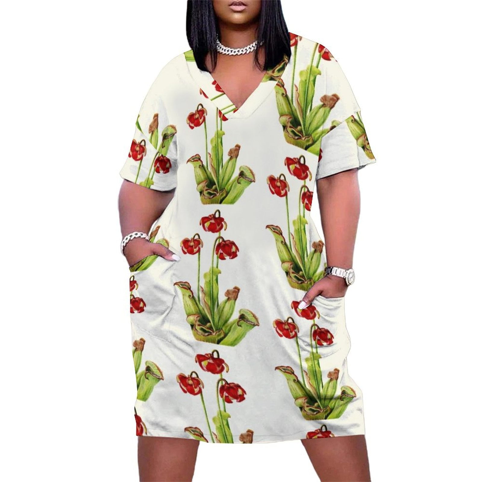 Purple Pitcherplant - Sarracenia Purpurea- Walcott - Botanical Illustration Loose Pocket Dress ...