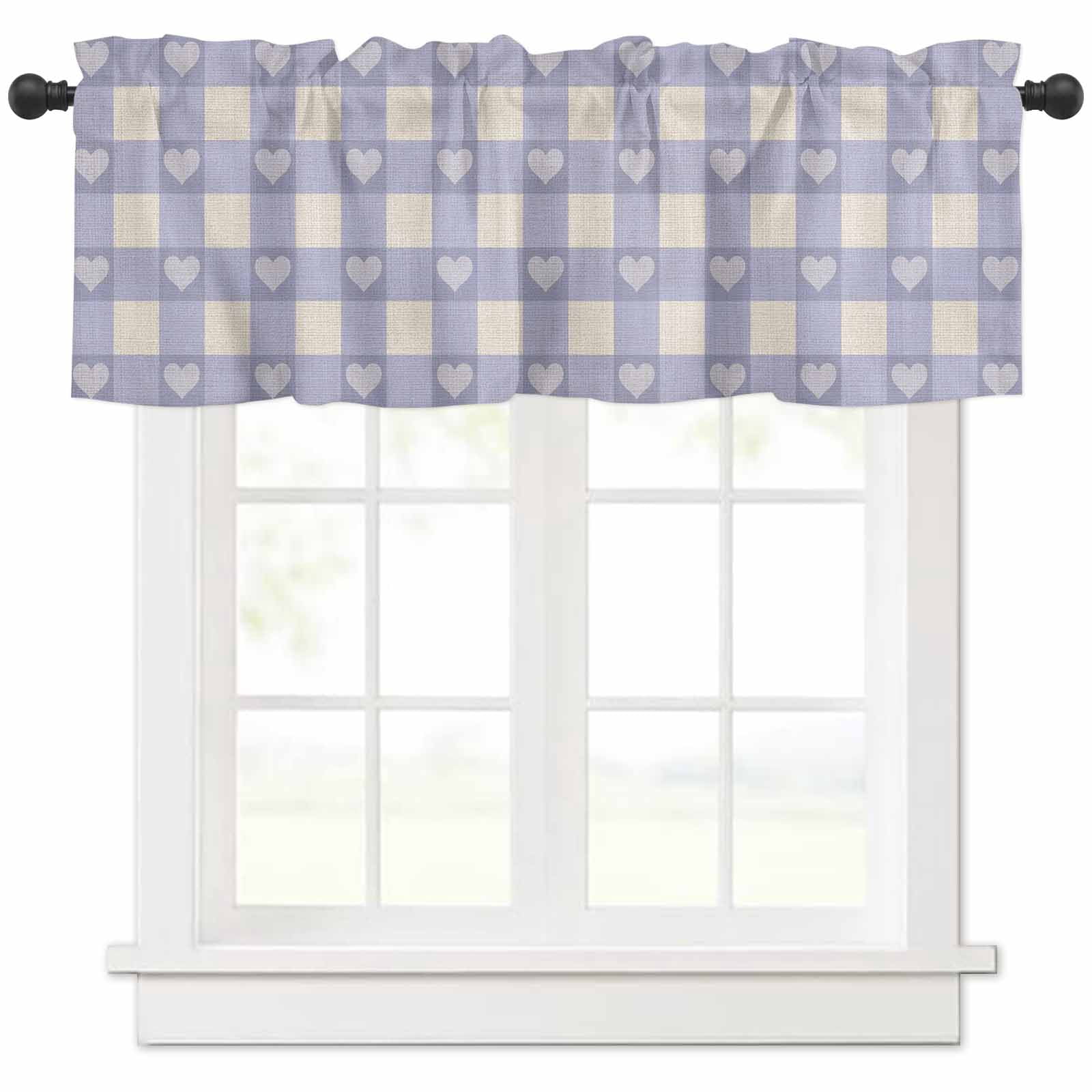 Purple Plaid Valances for Windows Farmhouse Kitchen Curtains Valances ...
