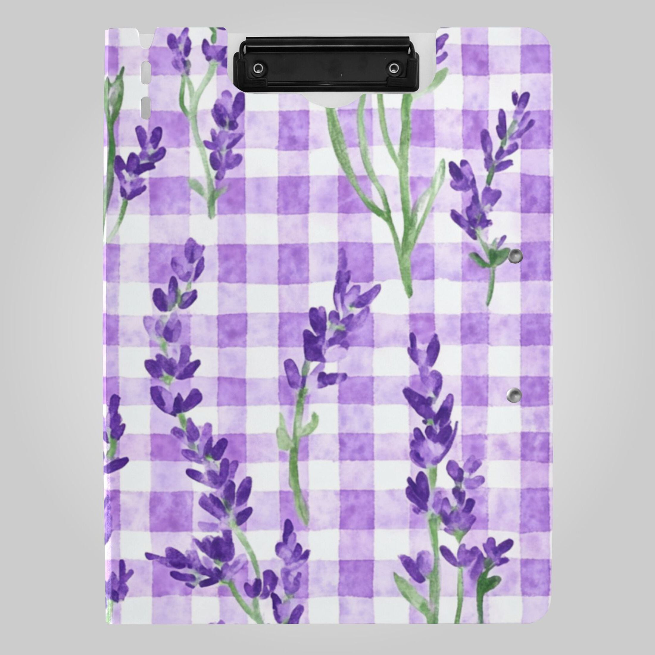 Purple Plaid Watercolor Lavender Foldable Binder Folder Clipboard with Pen Slot Double Clips A4 ...