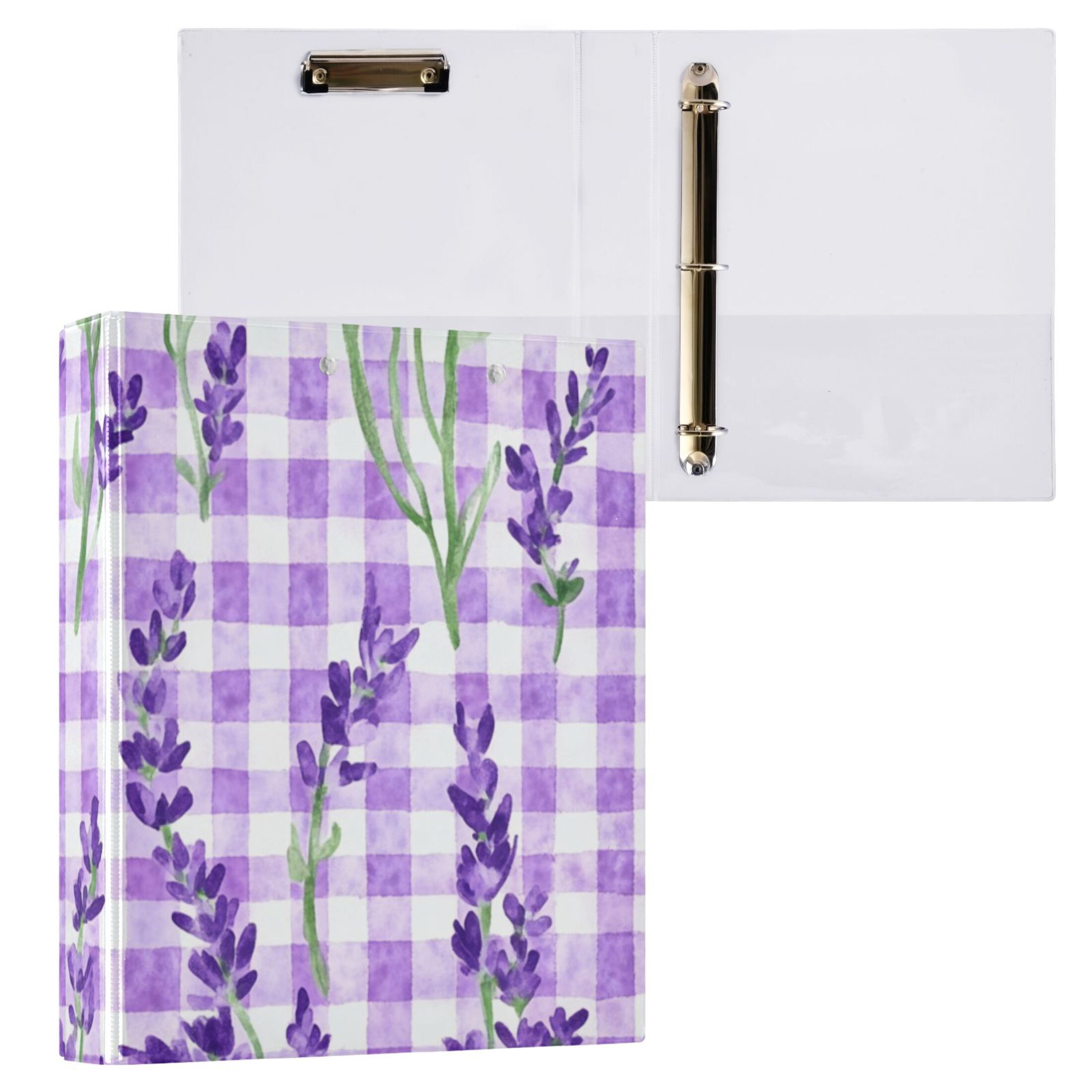 Purple Plaid Watercolor Lavender Round Ring Binder 3 Rings 1.5 ...