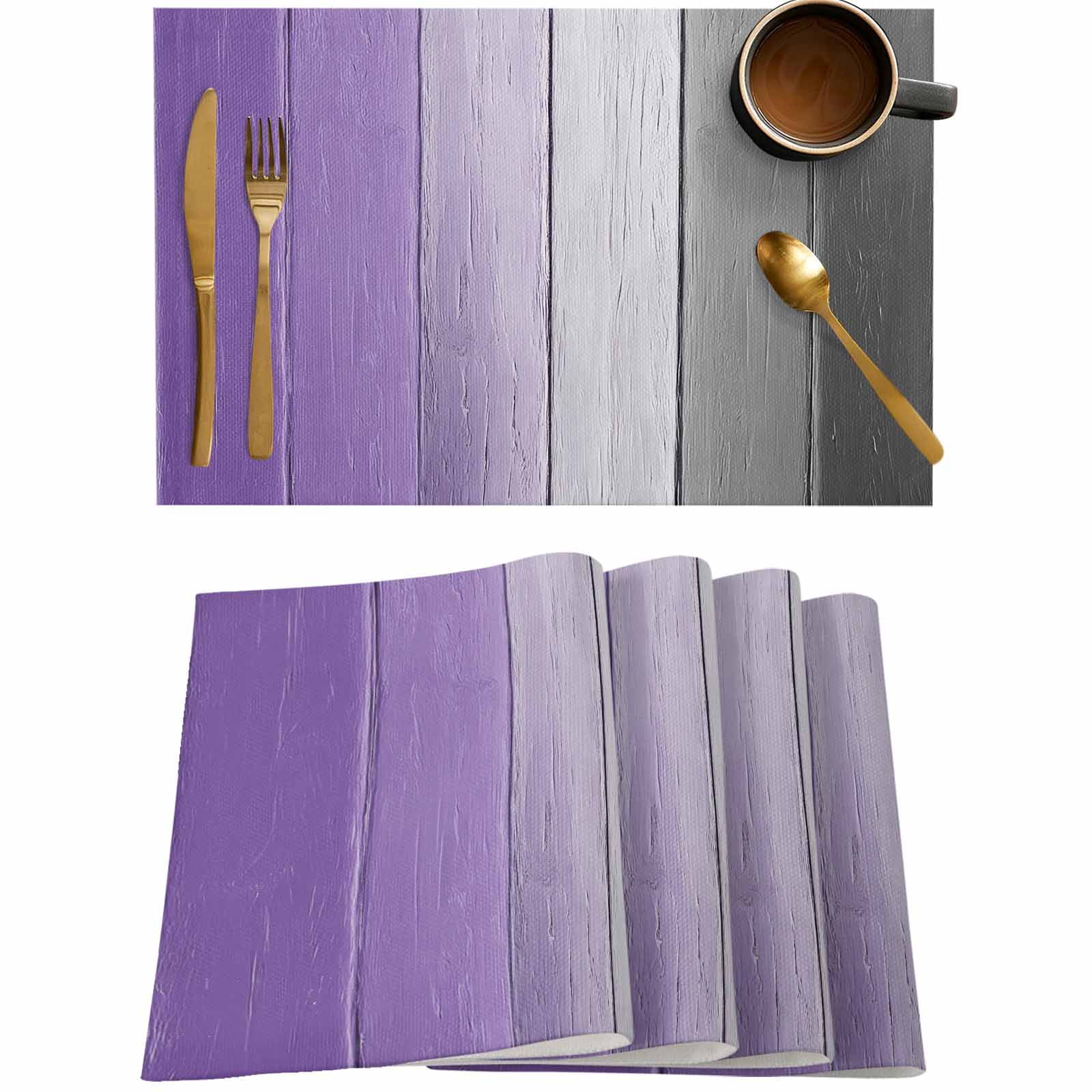 Purple Plank Retro Farm Wood Board Placemats Set of 4,Wipeable Washable ...