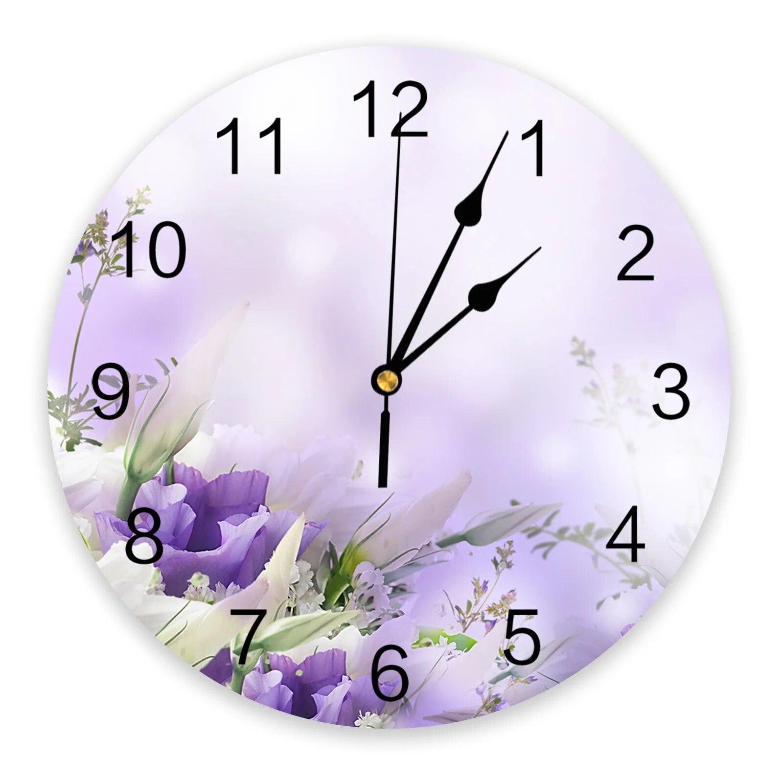 Purple Plant Flower Clocks Wall Home Decor Modern Kitchen Room Bedroom ...