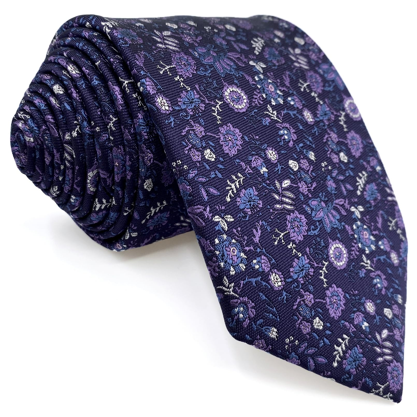 Purple Plum Necktie for Men Floral Elegant for Party Prom Wedding Woven ...