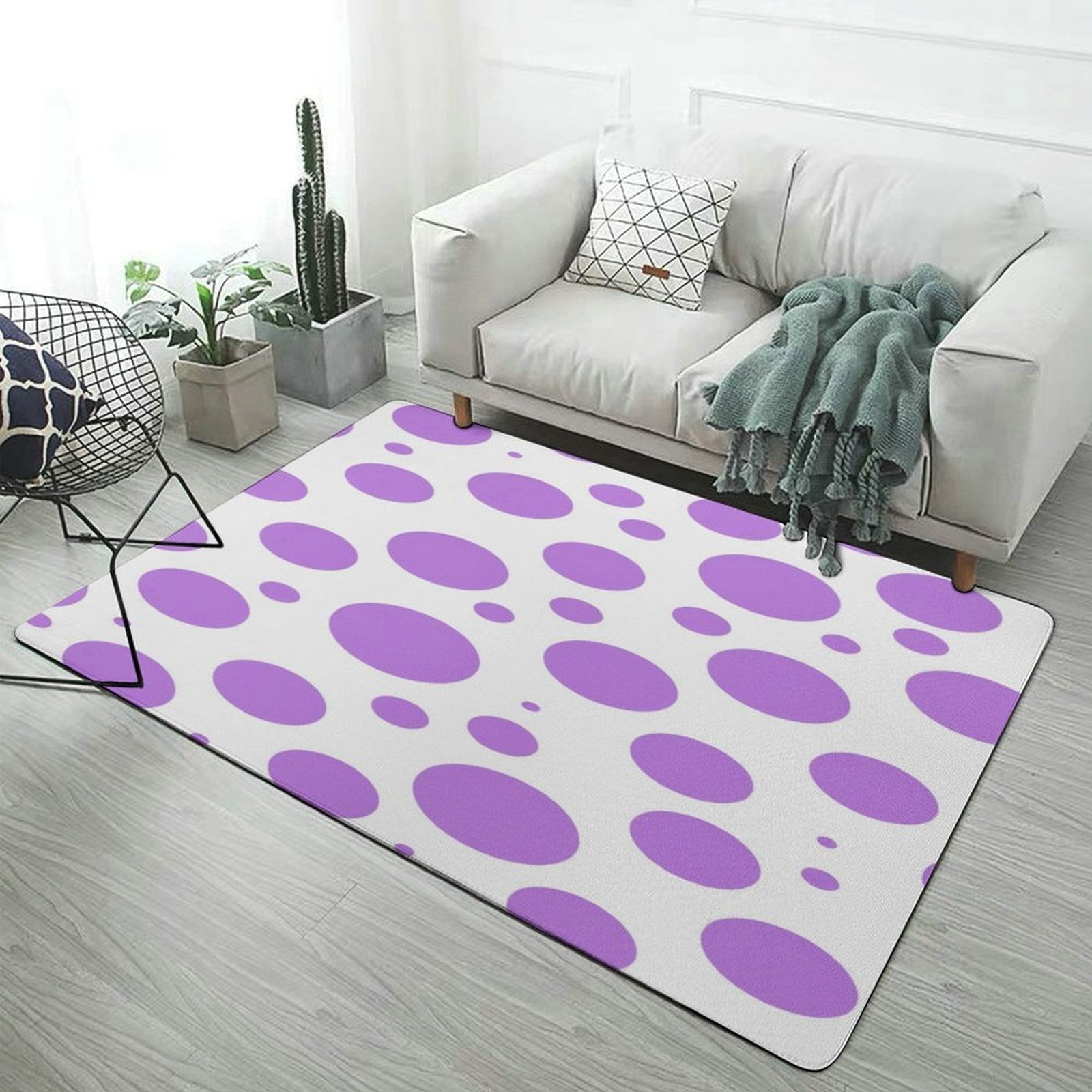 Purple Polka Dot Pattern Carpet Large Size Living Room American Style ...