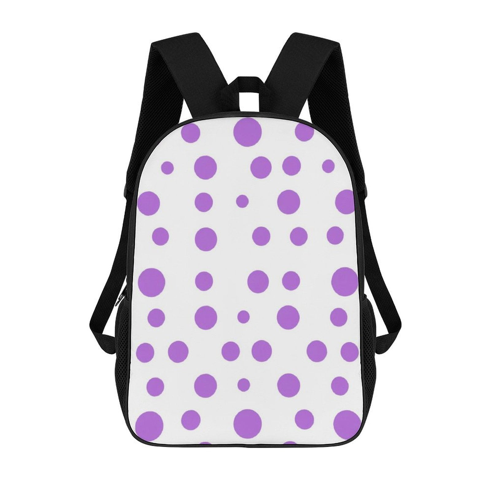 Purple Polka Dot PatternZipper Backpack Book Bag Supplies 17 Inch ...