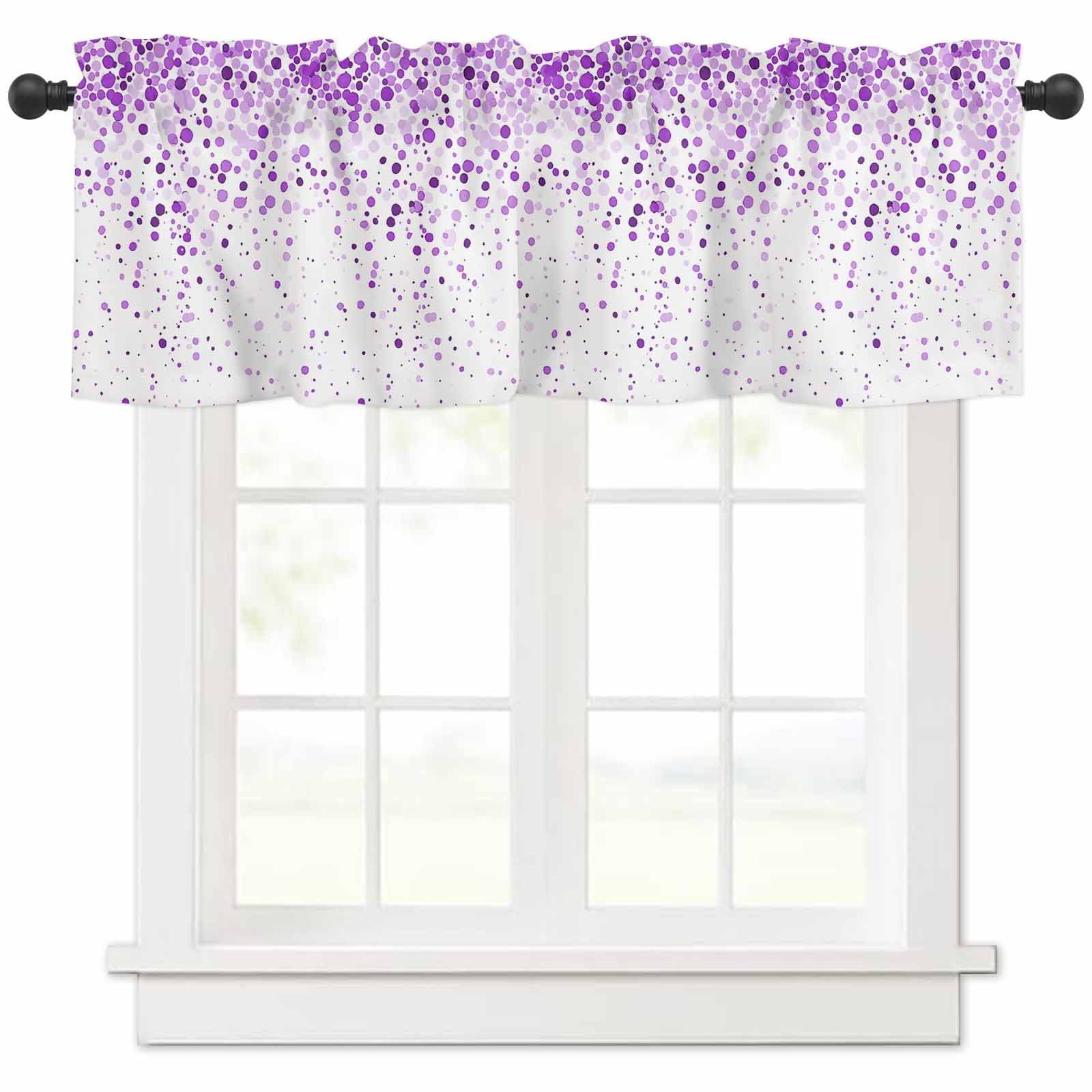 Purple Polka Dot Valances for Windows Farmhouse Kitchen Curtains ...