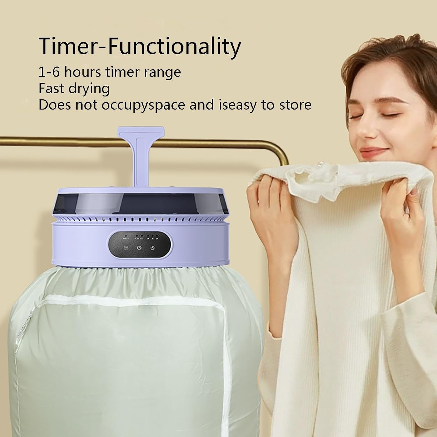 (Purple)Portable Clothes Dryer, Heated Drying Rack with Timer, Foldable ...