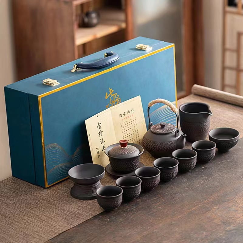 Purple Pottery Kung Fu Tea Set Purple Sand Retro Cover Teacup Home ...