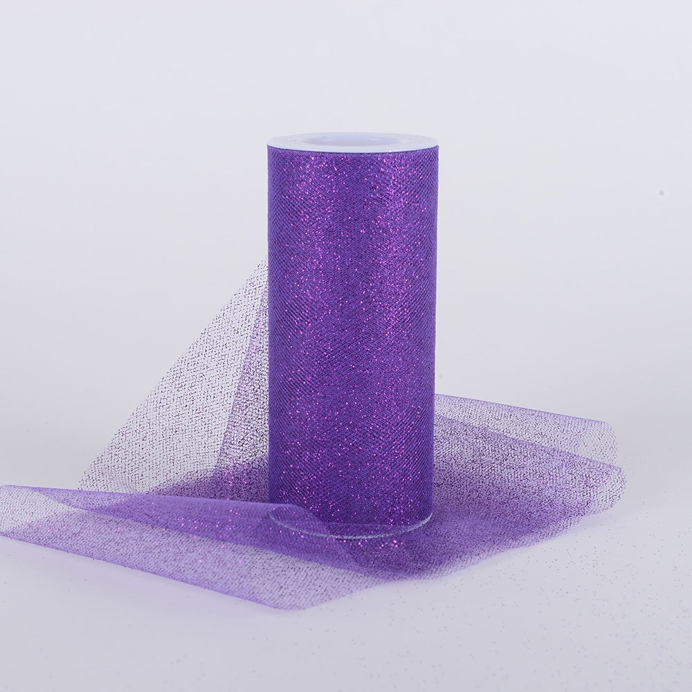 Purple Premium Glitter Tulle Fabric ( W: 6 Inch | L: 10 Yards ...