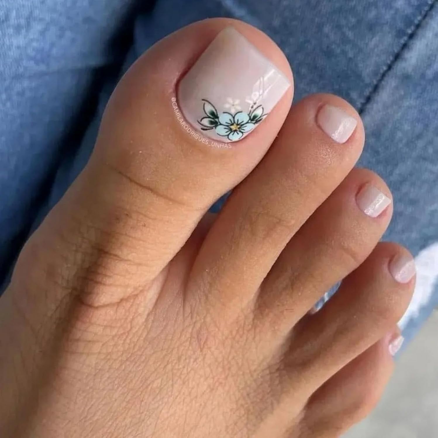 Purple Press on Toenails Short Square OFDNE Flower Press on Nails Toes ...
