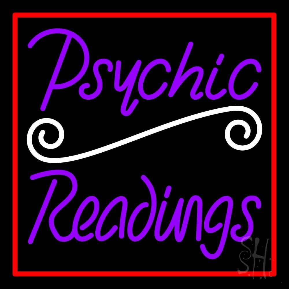Purple Psychic Readings With Red Border LED Neon Sign 24" Tall x 24 ...