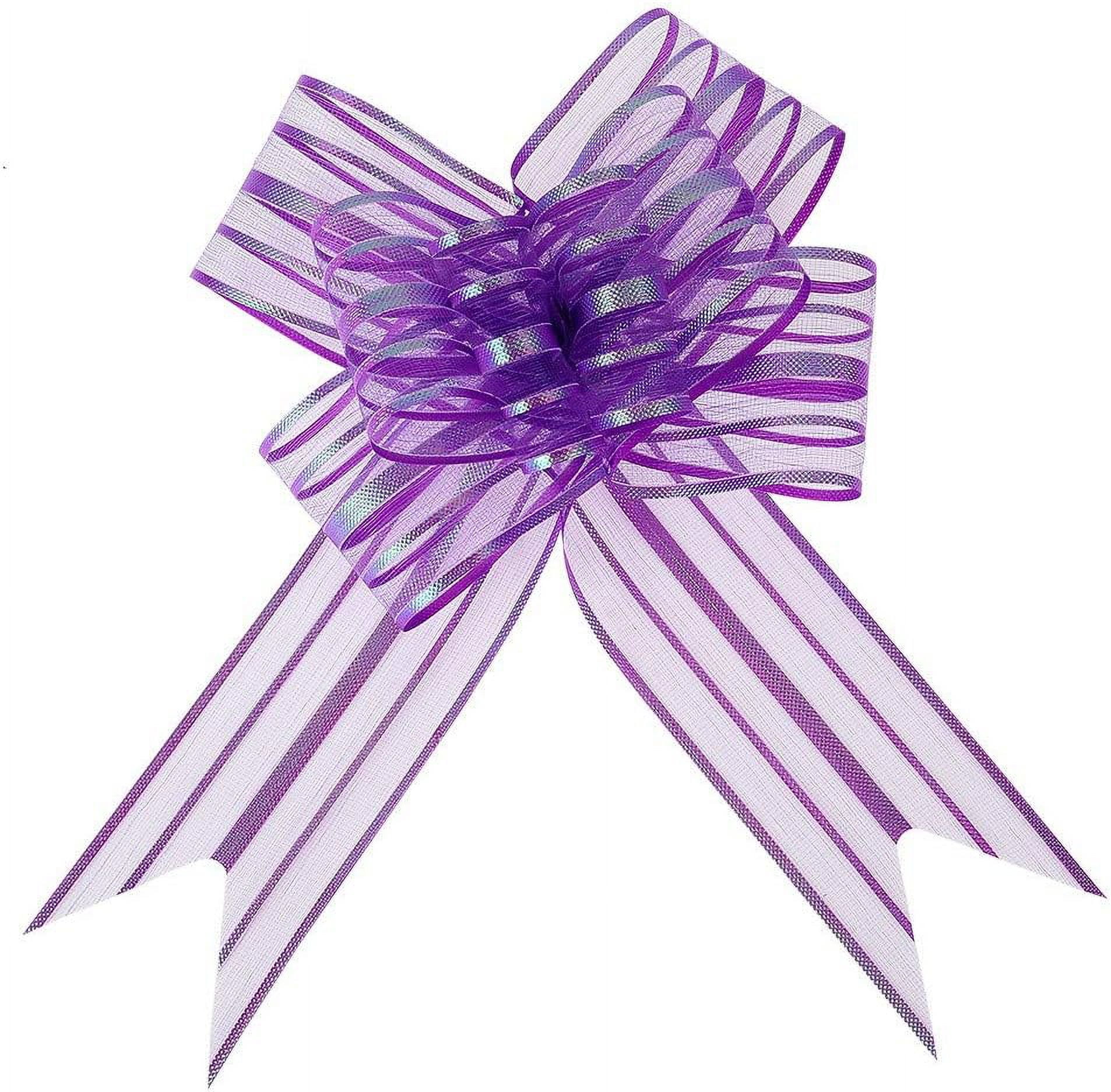 Purple Pull Bows for Gift Wrapping - 20 Pack, Large Organza Bows ...