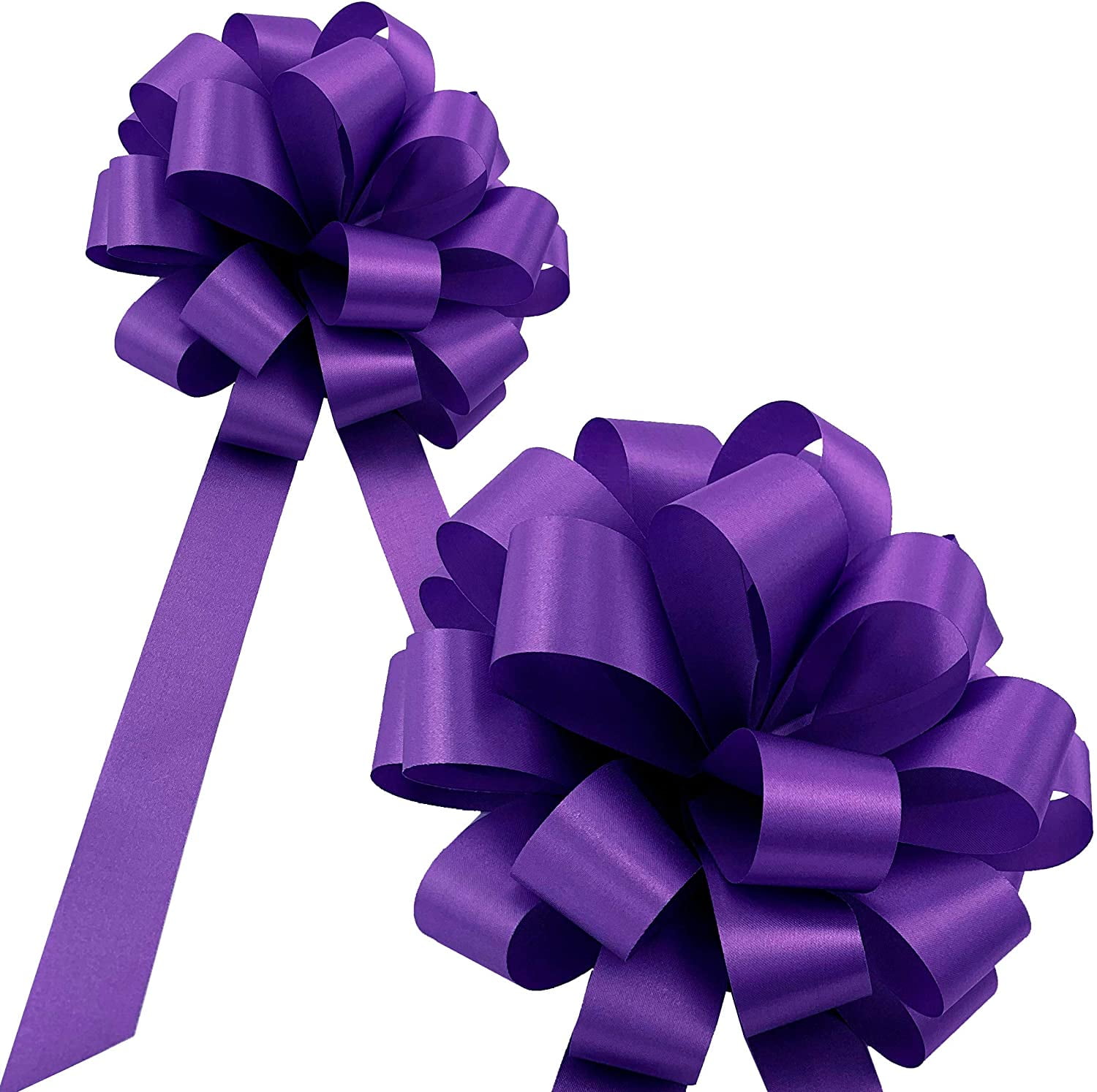 Purple Pull Bows with Tails - 8" Wide, Set of 6, Christmas, Mardi Gras ...