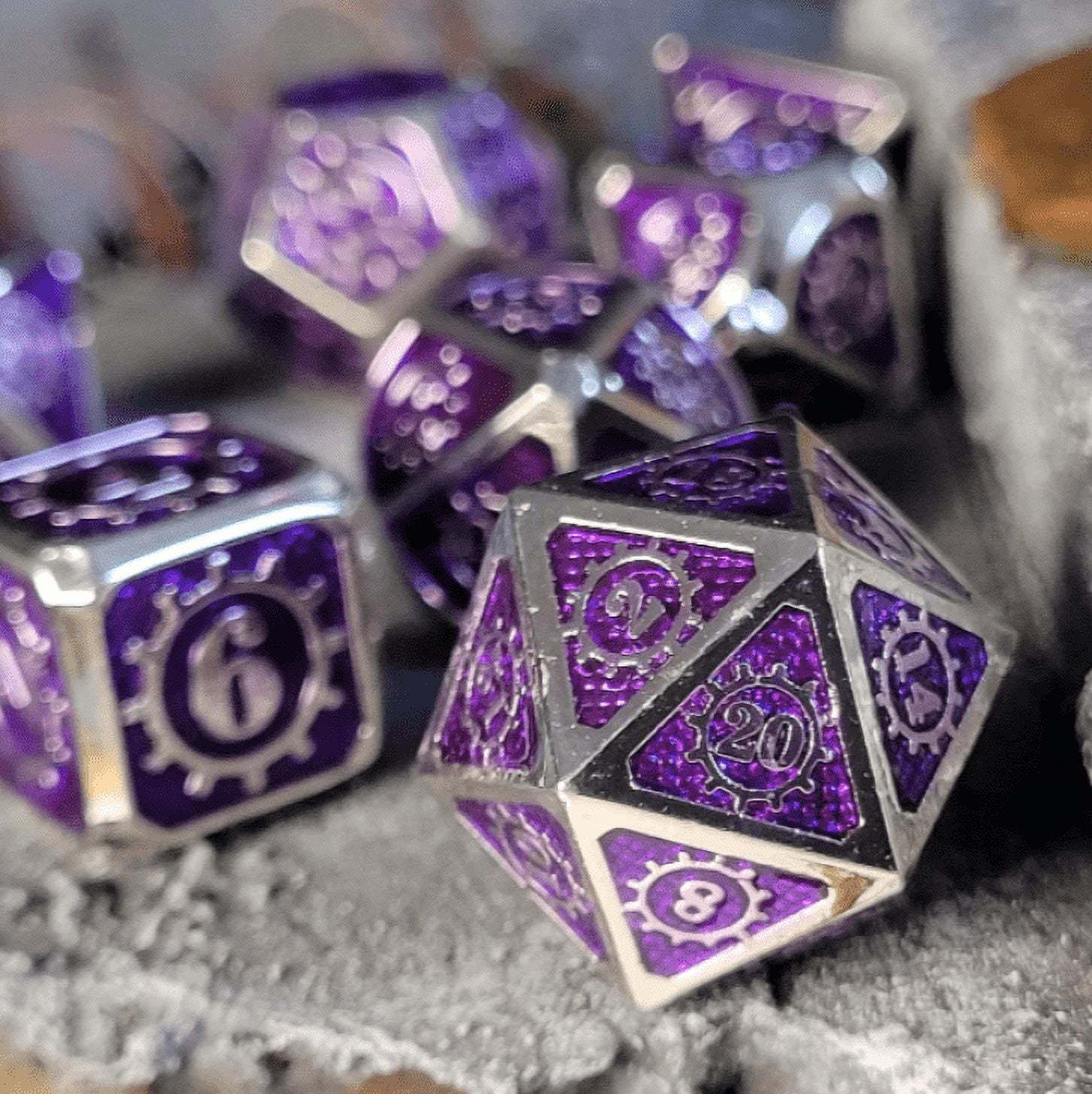 Purple Punk Metal DnD Dice Set | Dungeons and Dragons | 7 Dice RPG ...
