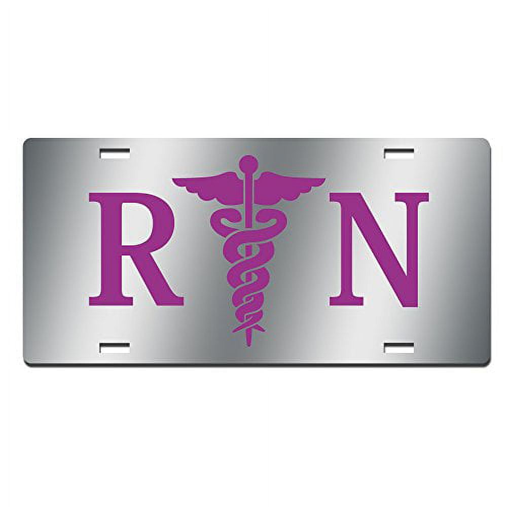 Purple RN Nurse Mirror License Plate Medical Car Tag with Caduceus ...