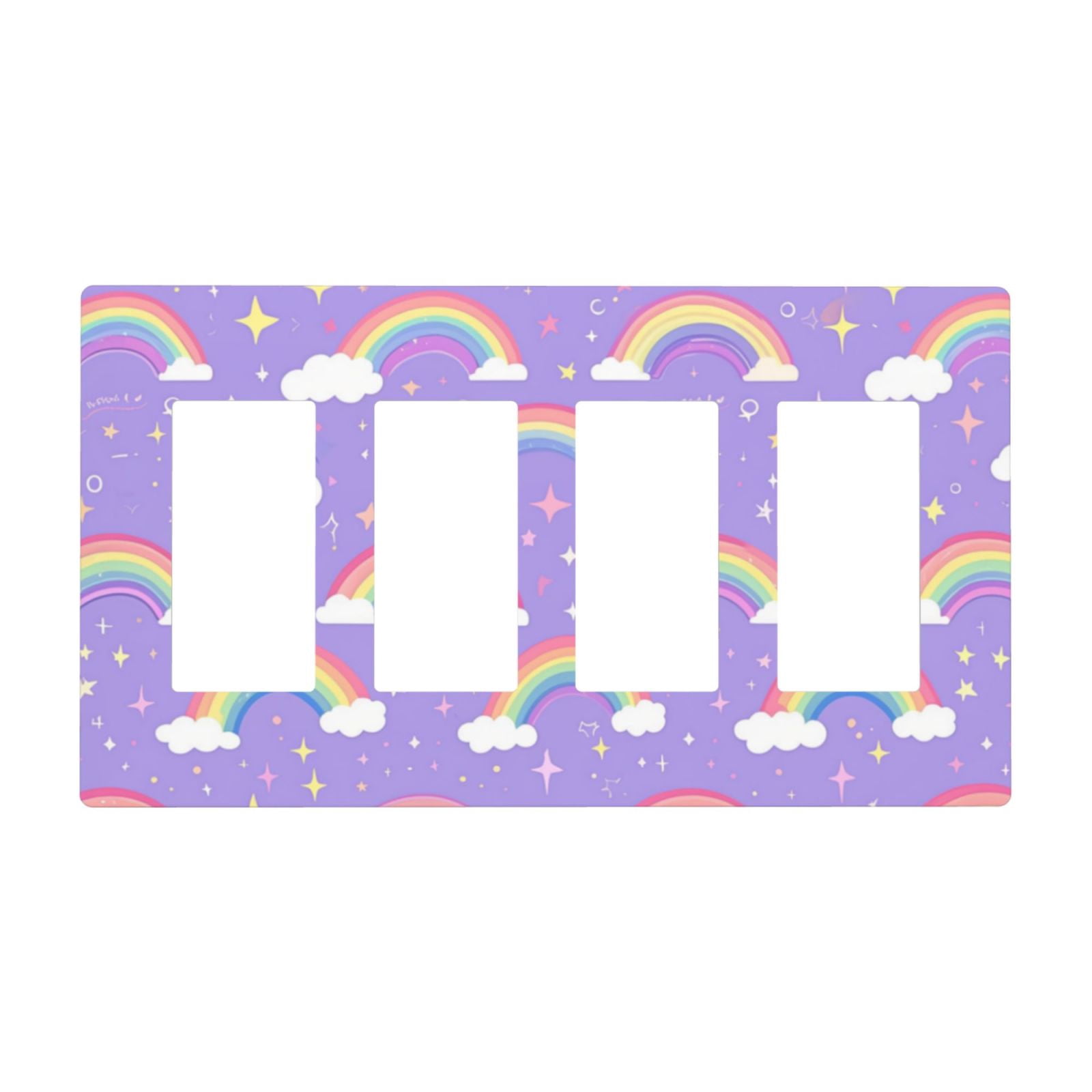 Purple Rainbow Switch Cover Decorative Wall Plate / 4-Gang Screwless ...