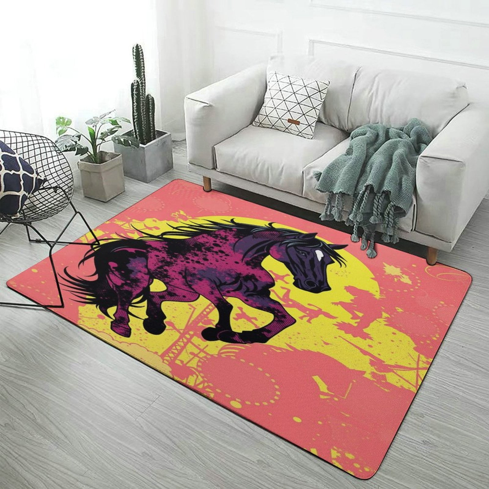 Purple Rearing Horse Carpet Large Size Living Room American Style Rugs ...