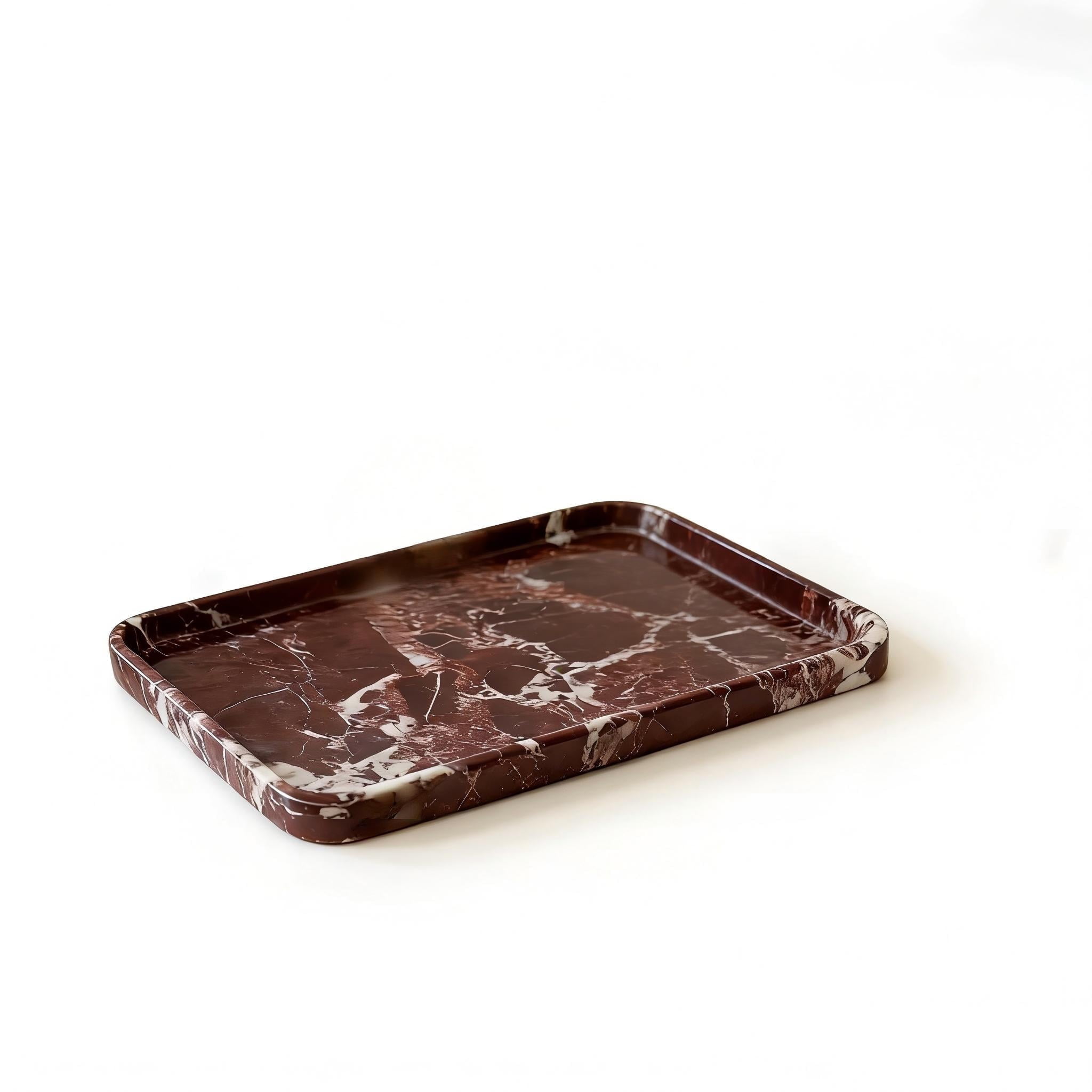 Purple Red Marble Rectangular Vanity Tray, Luxury Natural Stone Storage ...