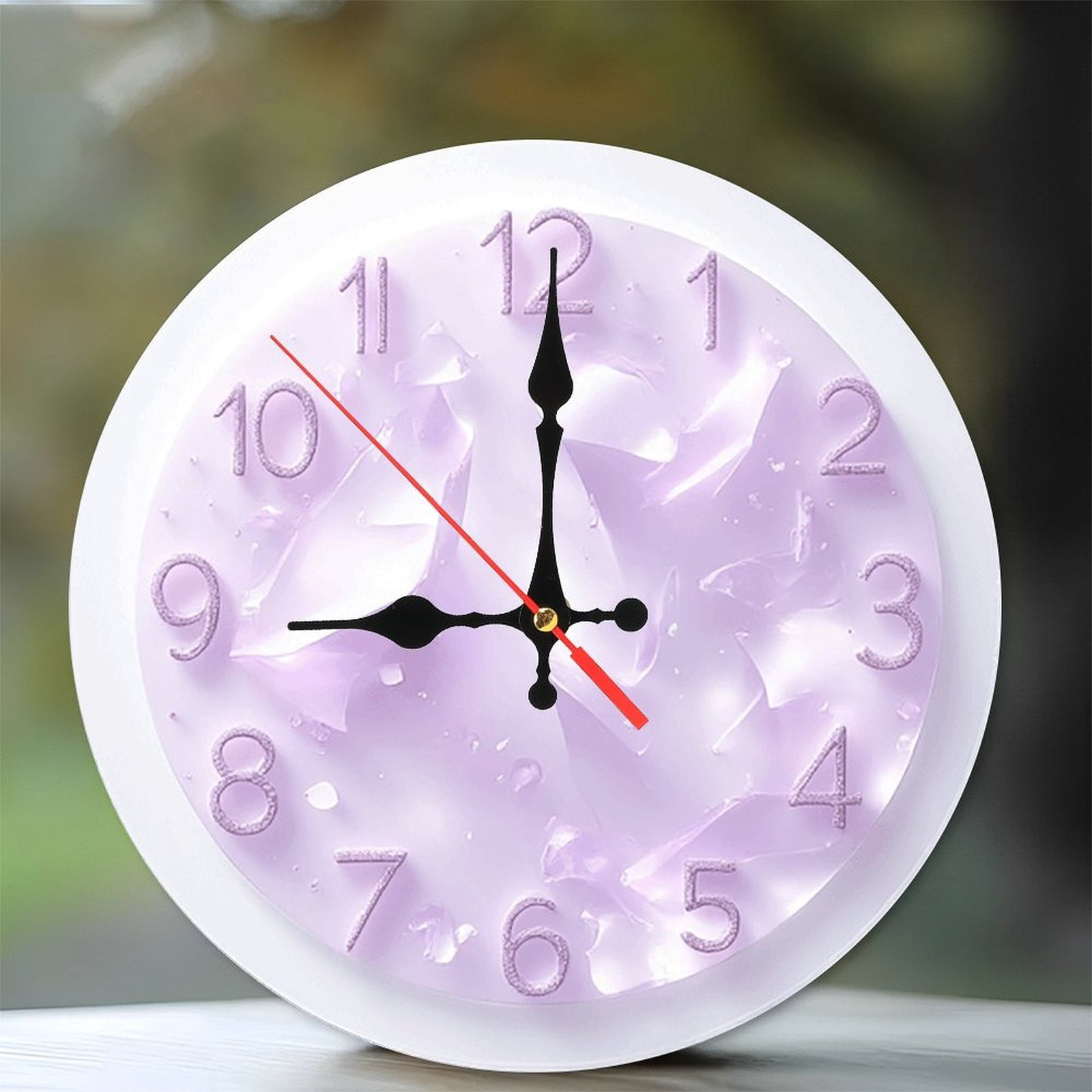 Purple Resin Abstract Clock Wall Decor Home Office 10-Inch Silent ...
