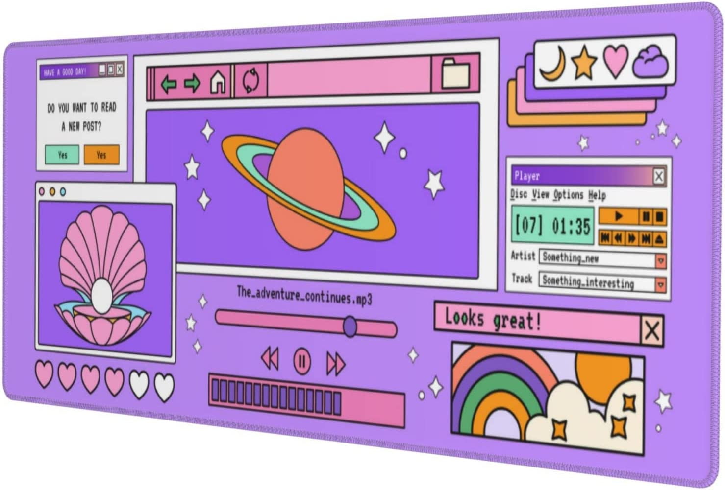 Purple Retro Aesthetic 80s 90s Gaming Mouse Pad XL, Large Extended ...