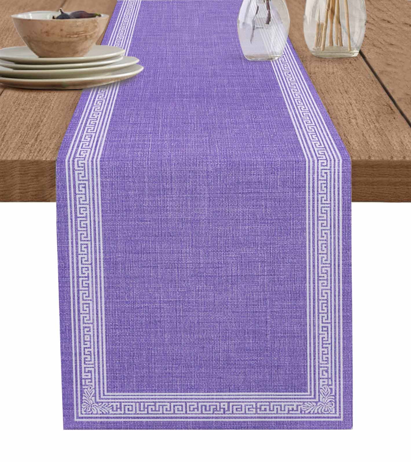 Purple Retro Greek Key Table Runner 72 Inches, Geometric Greece Ancient ...