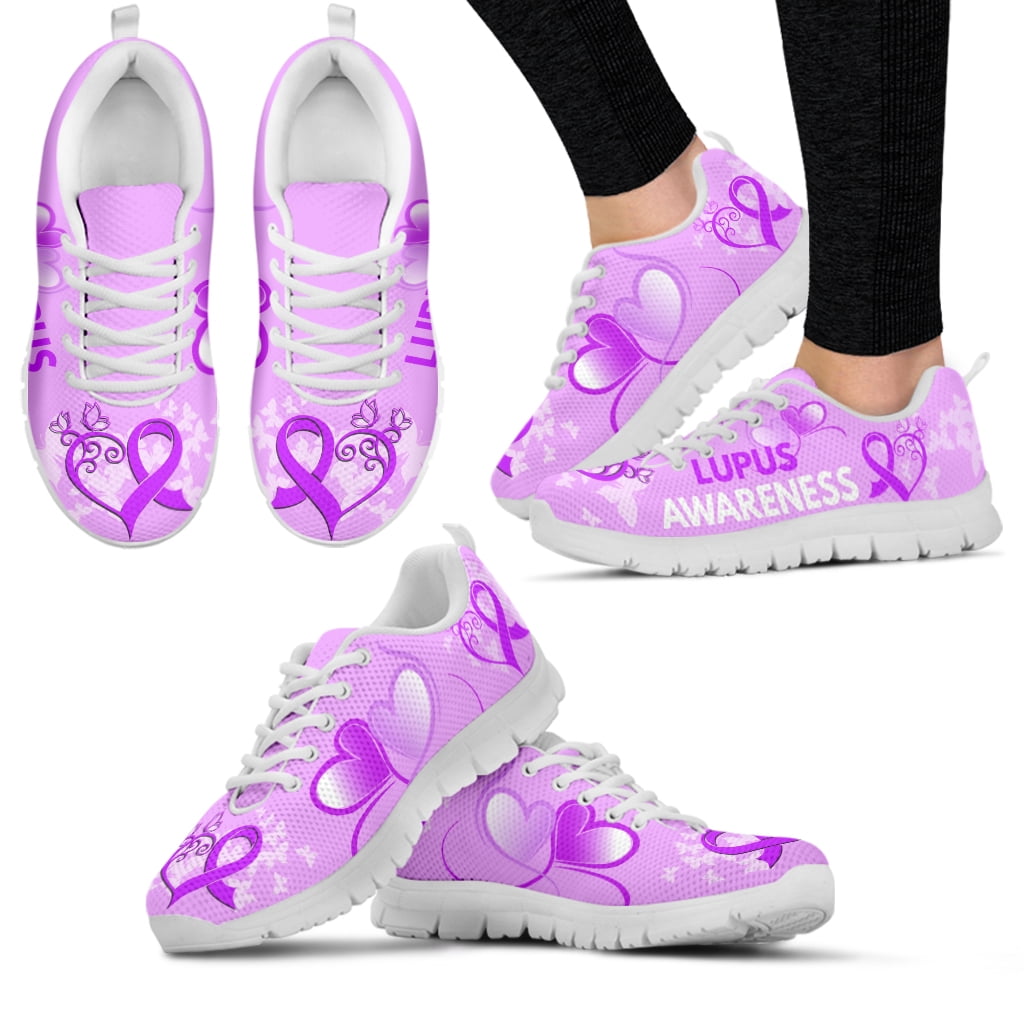 Purple Ribbon Design Women's Sneakers Pancreatic Cancer Shoes Lupus ...
