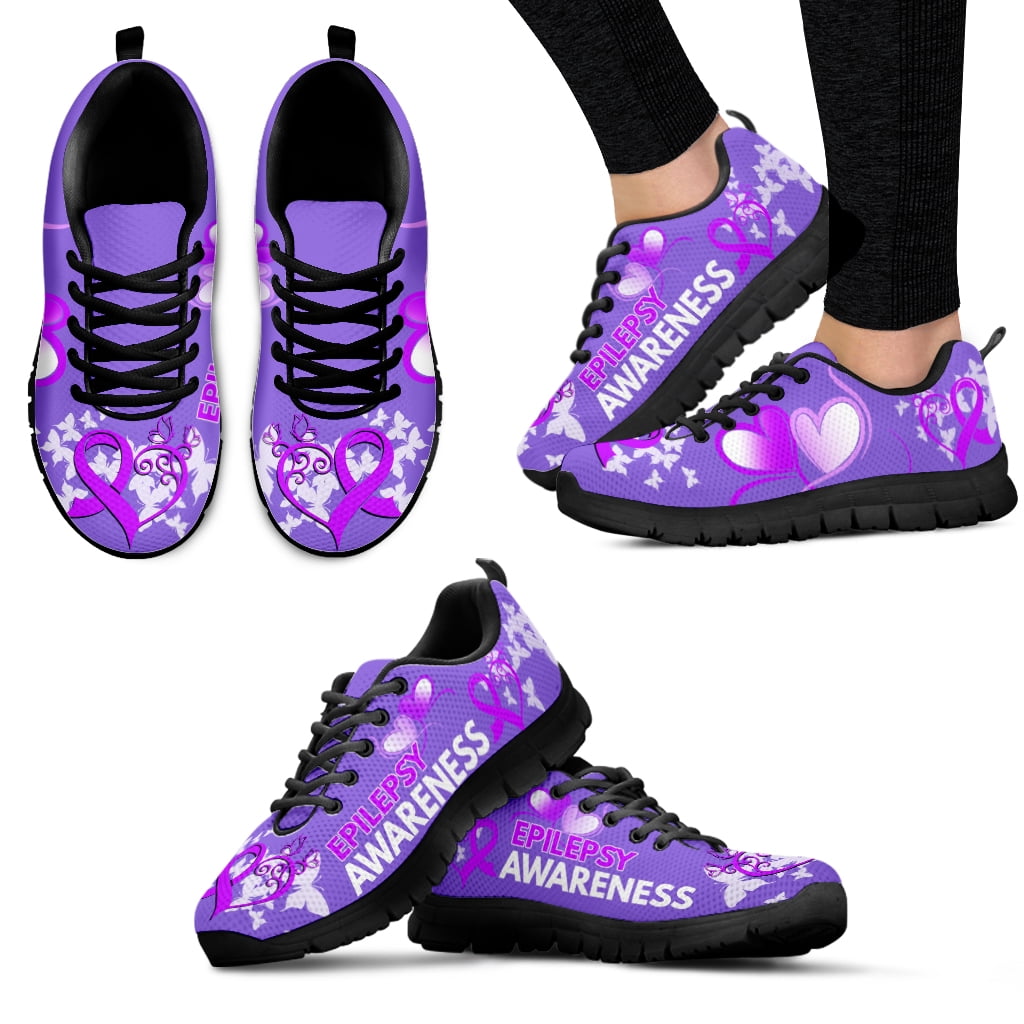 Purple Ribbon Design Women's Sneakers Pancreatic Cancer Shoes Lupus ...