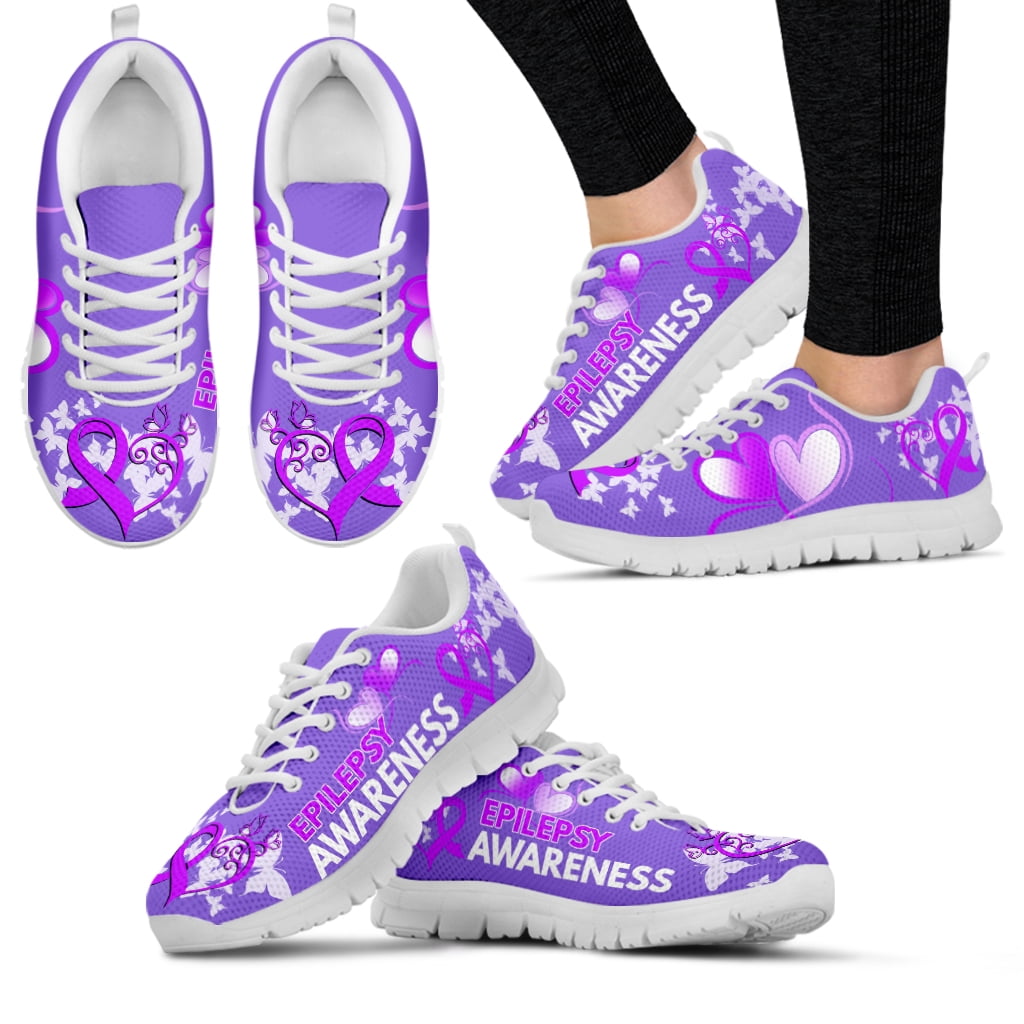 Purple Ribbon Design Women's Sneakers Pancreatic Cancer Shoes Lupus ...