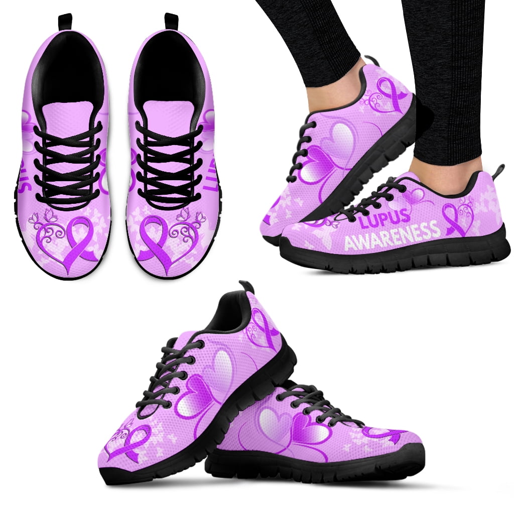 Purple Ribbon Design Women's Sneakers Pancreatic Cancer Shoes Lupus ...