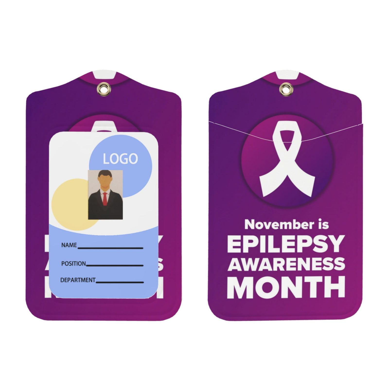 Purple Ribbon Epilepsy Awareness Month Id Card Badge Leather Holder ...