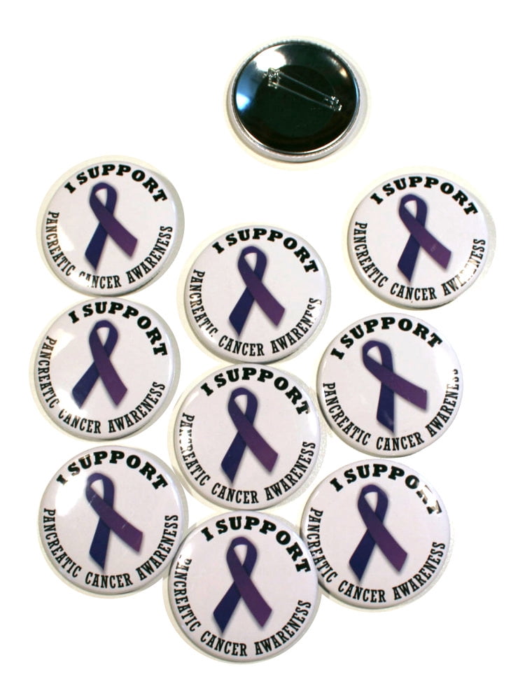 Purple Ribbon Pancreatic Cancer Awareness Pinback Buttons - 2.25 Inch ...