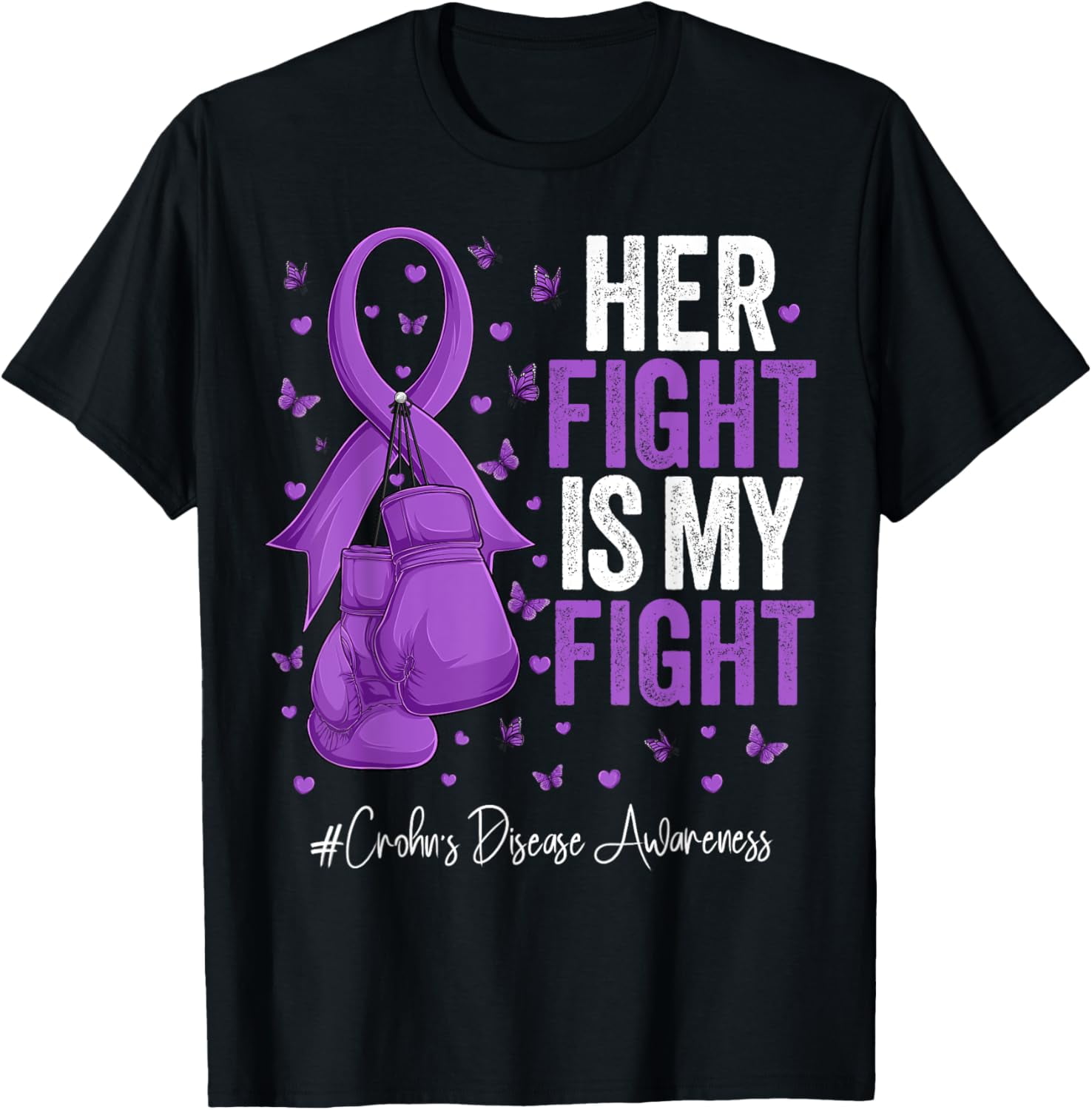 Purple Ribbon Survivor Fighter Crohn's Disease Awareness T-Shirt ...