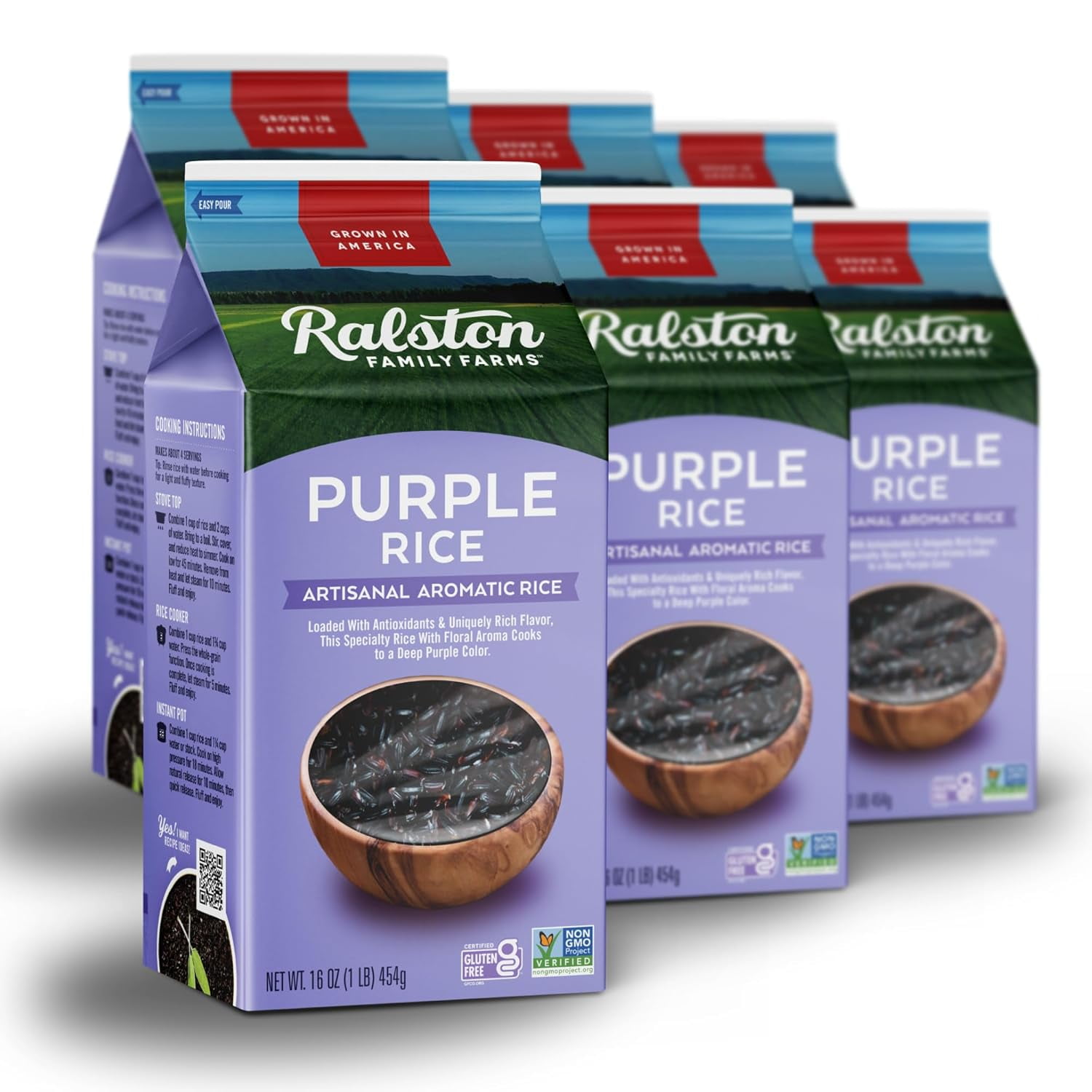 Purple Rice, 16 oz Carton: 6 Pack, American Grown, Non-GMO, Naturally ...