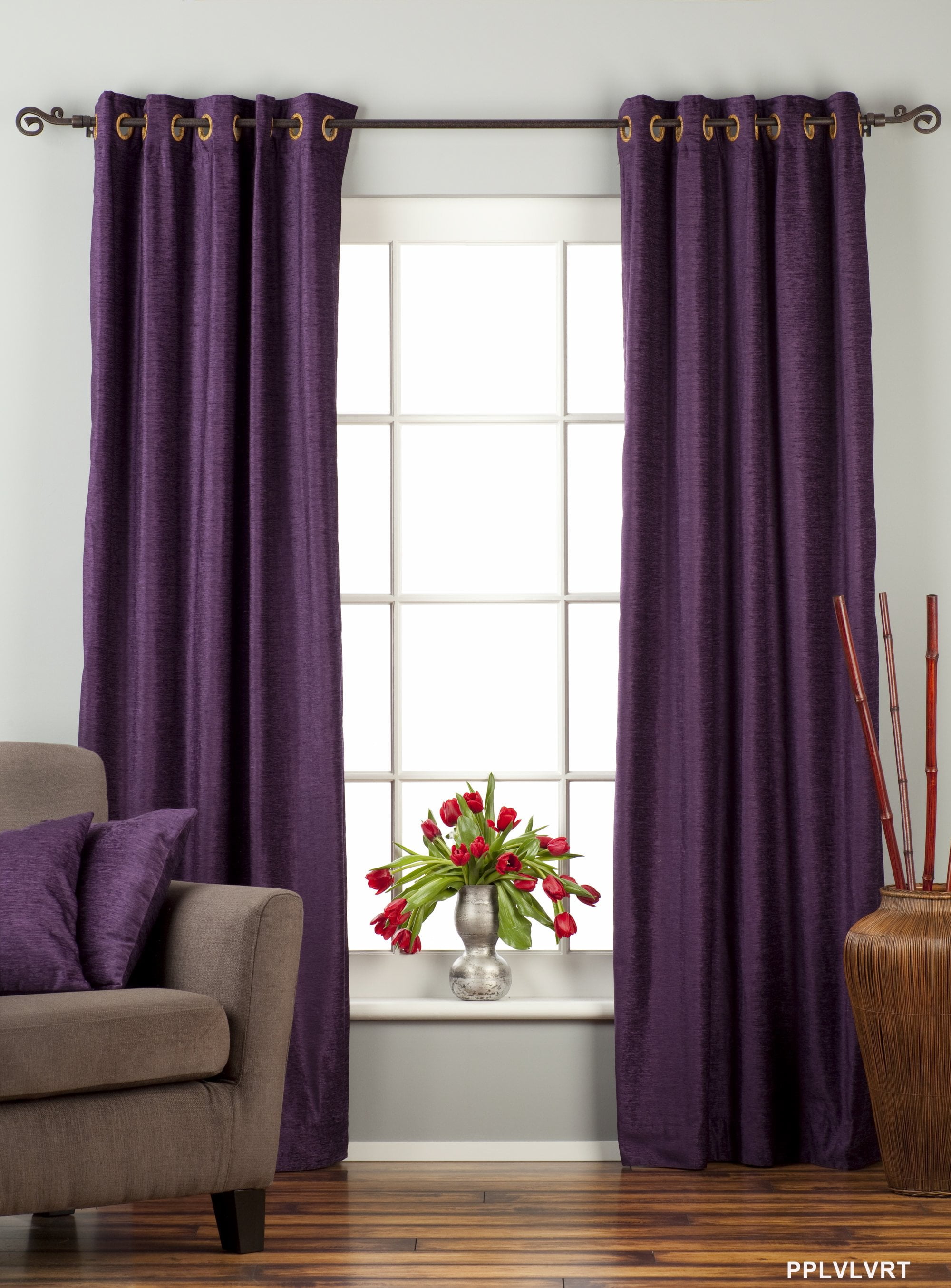Purple Ring Grommet Top Velvet Curtain Drape Panel - 43W x 108L - Piece ...