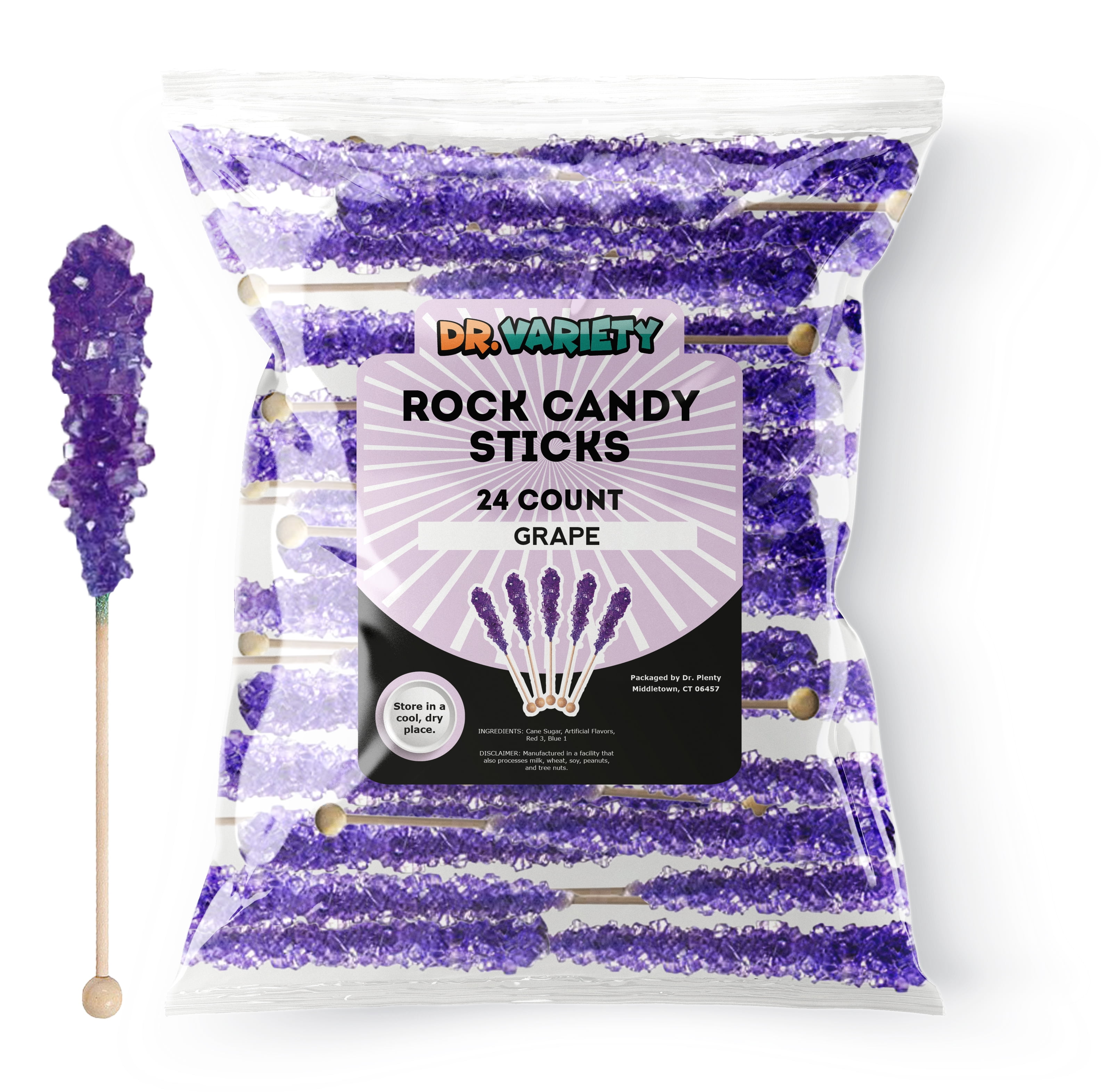 Purple Rock Candy Sticks – Grape Flavor, 24 Pack Bulk Individually ...