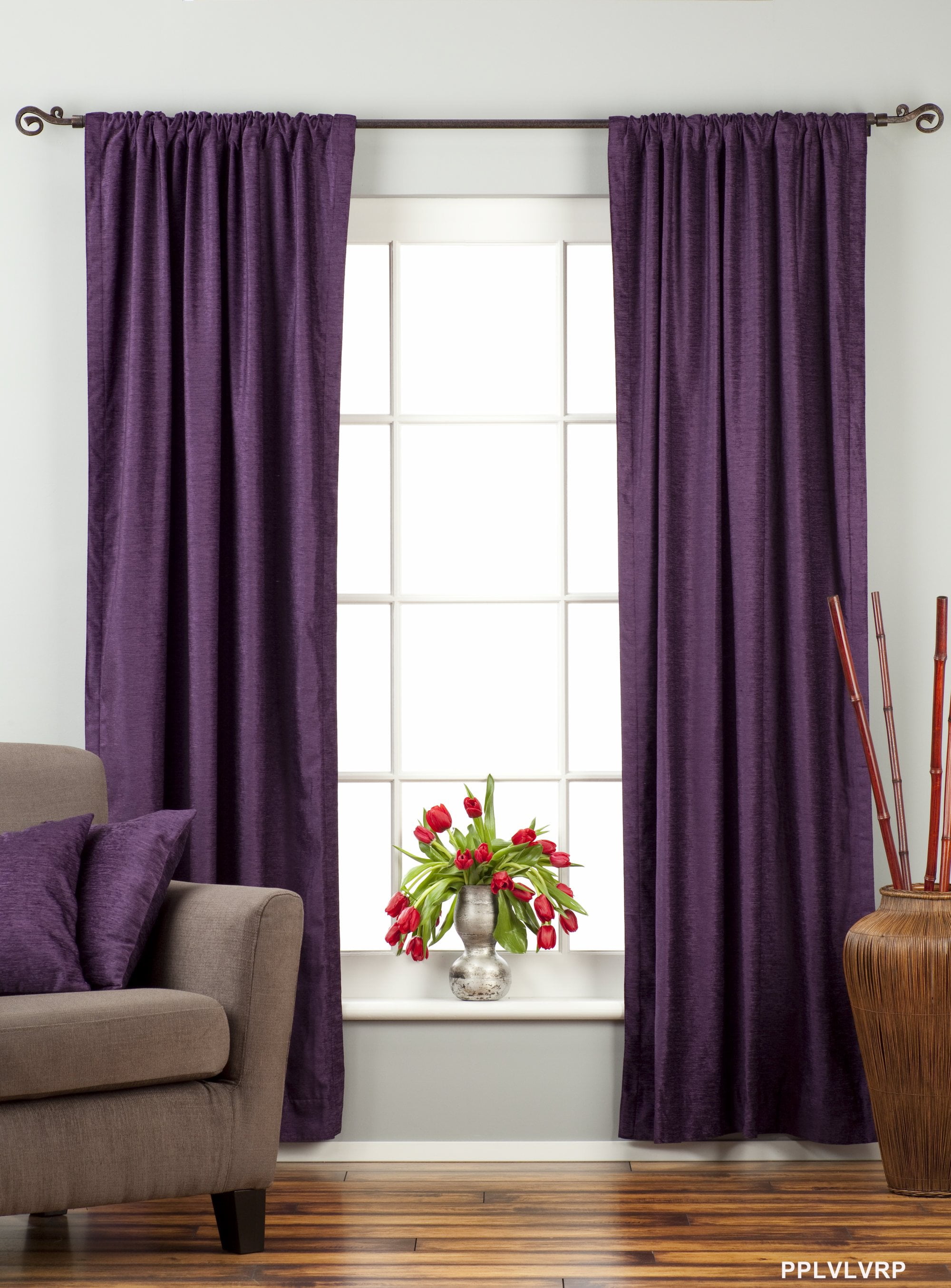 Purple Rod Pocket Velvet Curtain / Drape / Panel - 80W x 108L - Piece ...